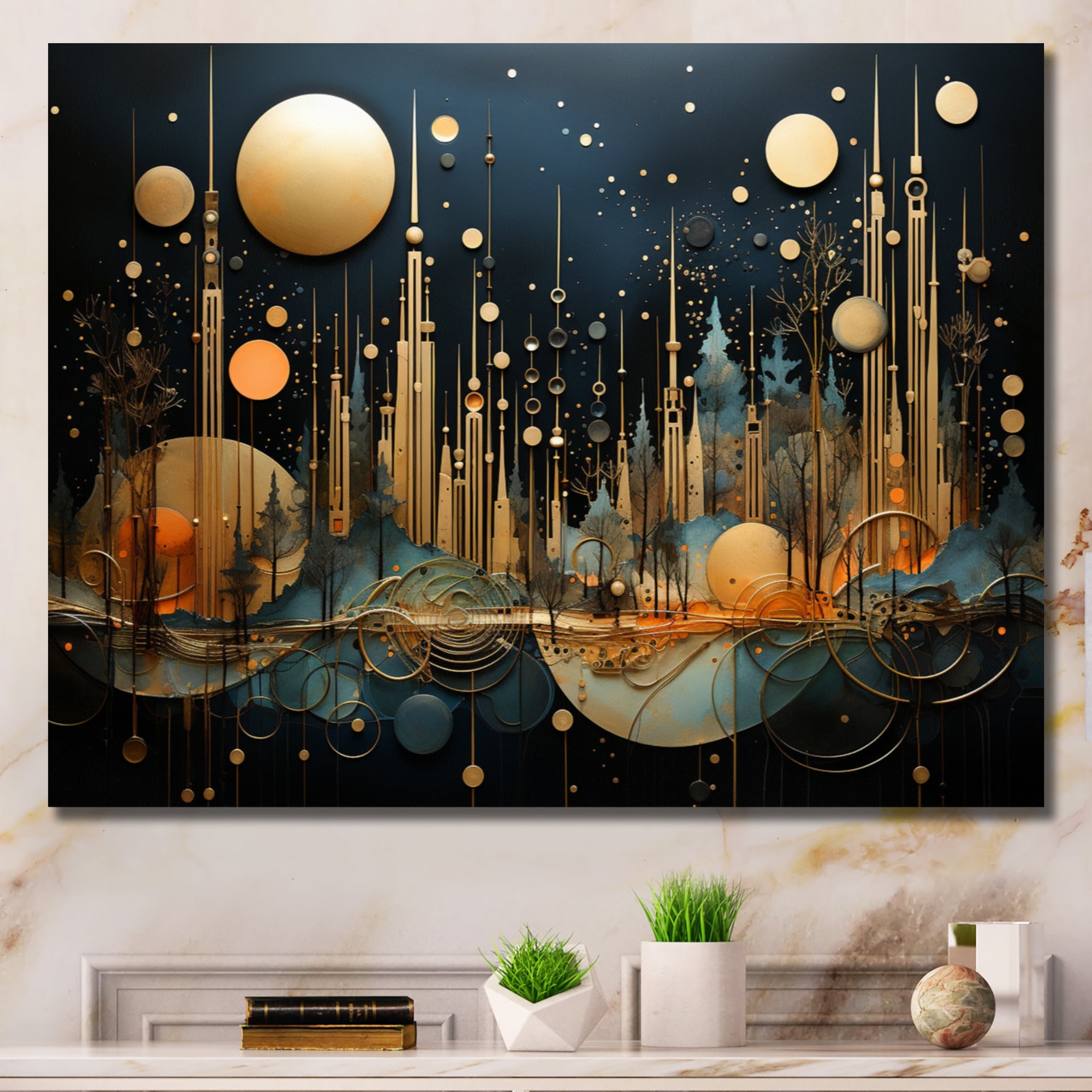 Designart "composition Constellations I" Abstract Collages Wall Decor ...