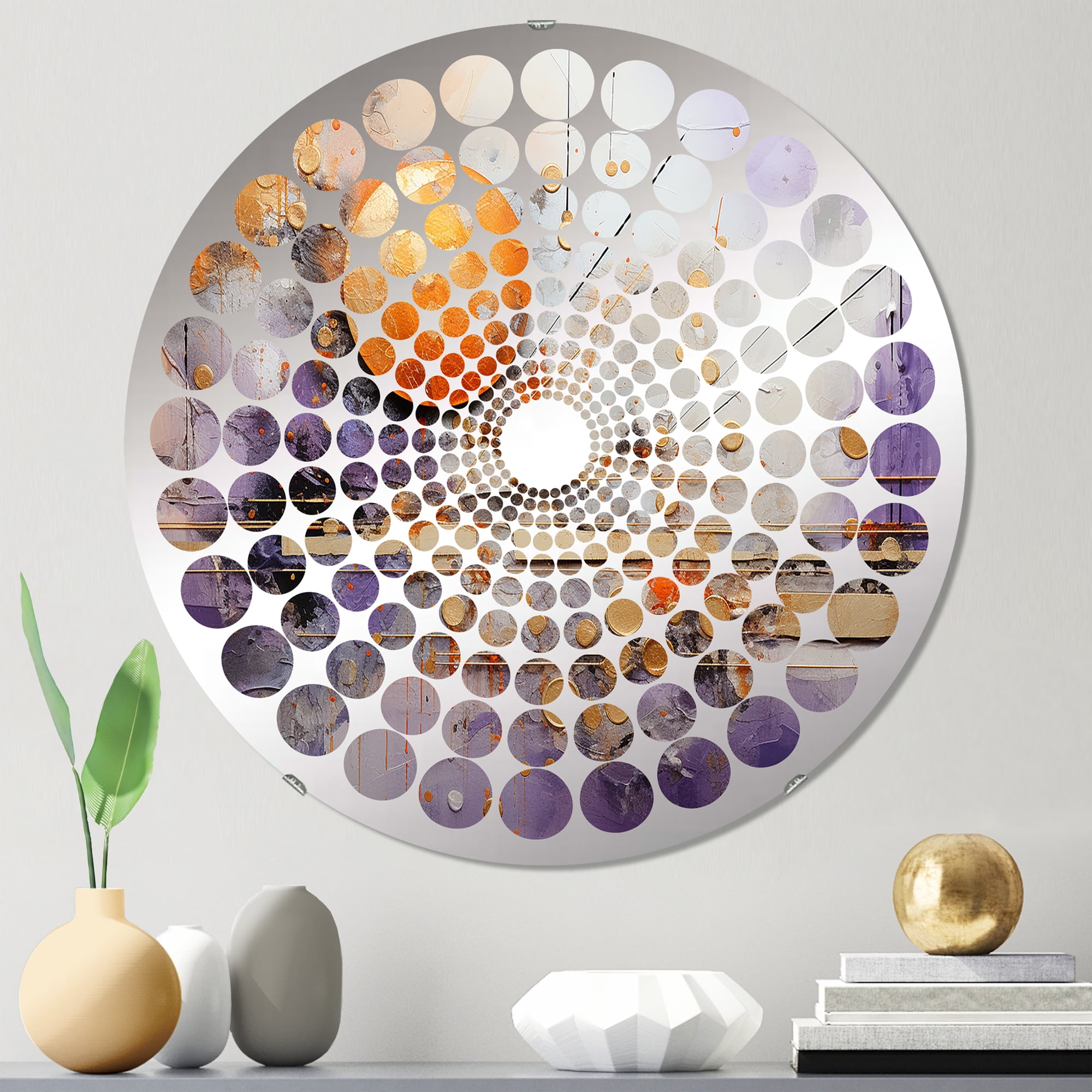 Designart "composition Fusion I" Abstract Collages Radial Dot Round ...