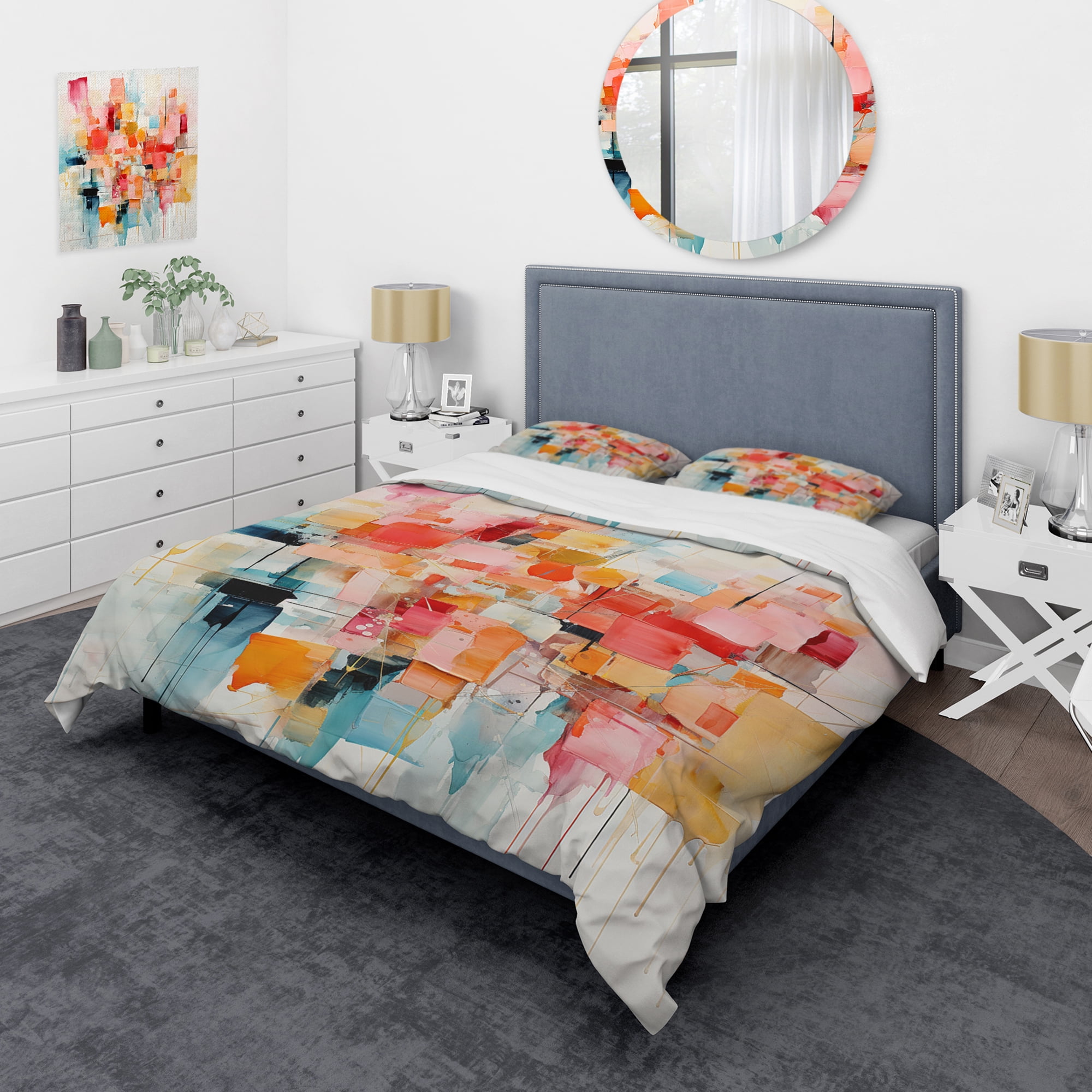 Designart "composition Rhythms I" Abstract Bedding Covert Set ...
