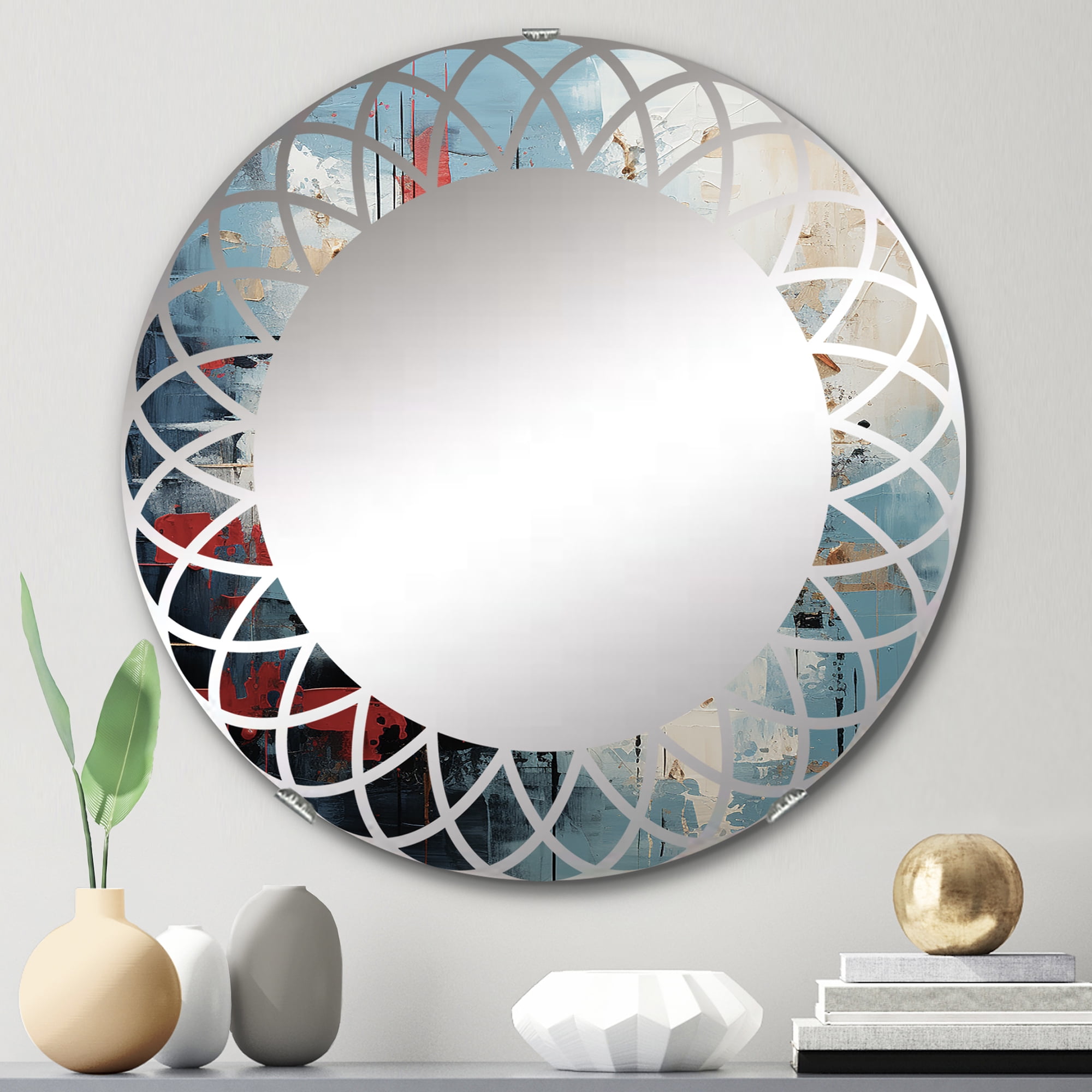Designart "composition Serenade I" Abstract Round Wall Mirror ...
