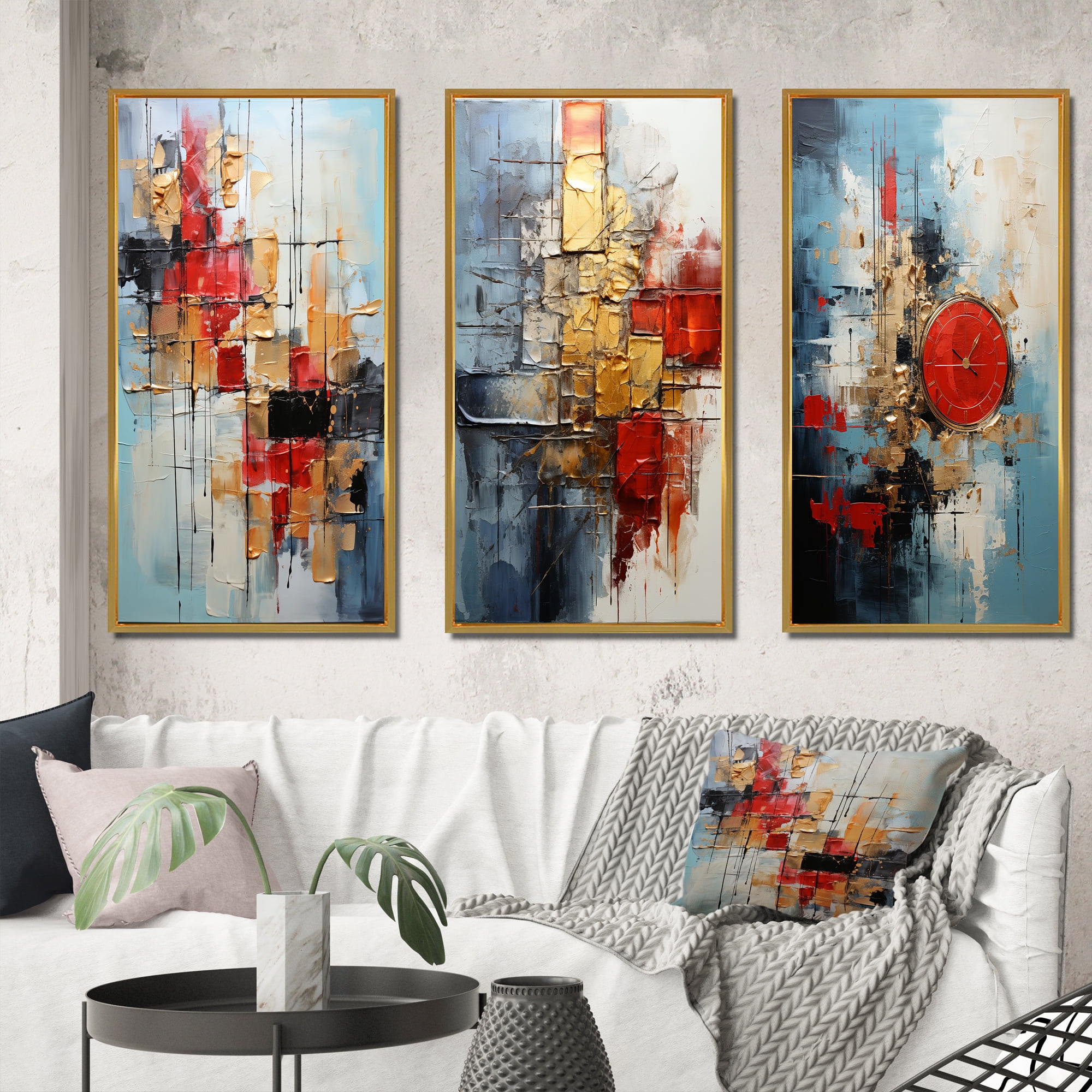 Designart "composition Serenade II" Abstract Framed Wall Art Set Of 3 ...