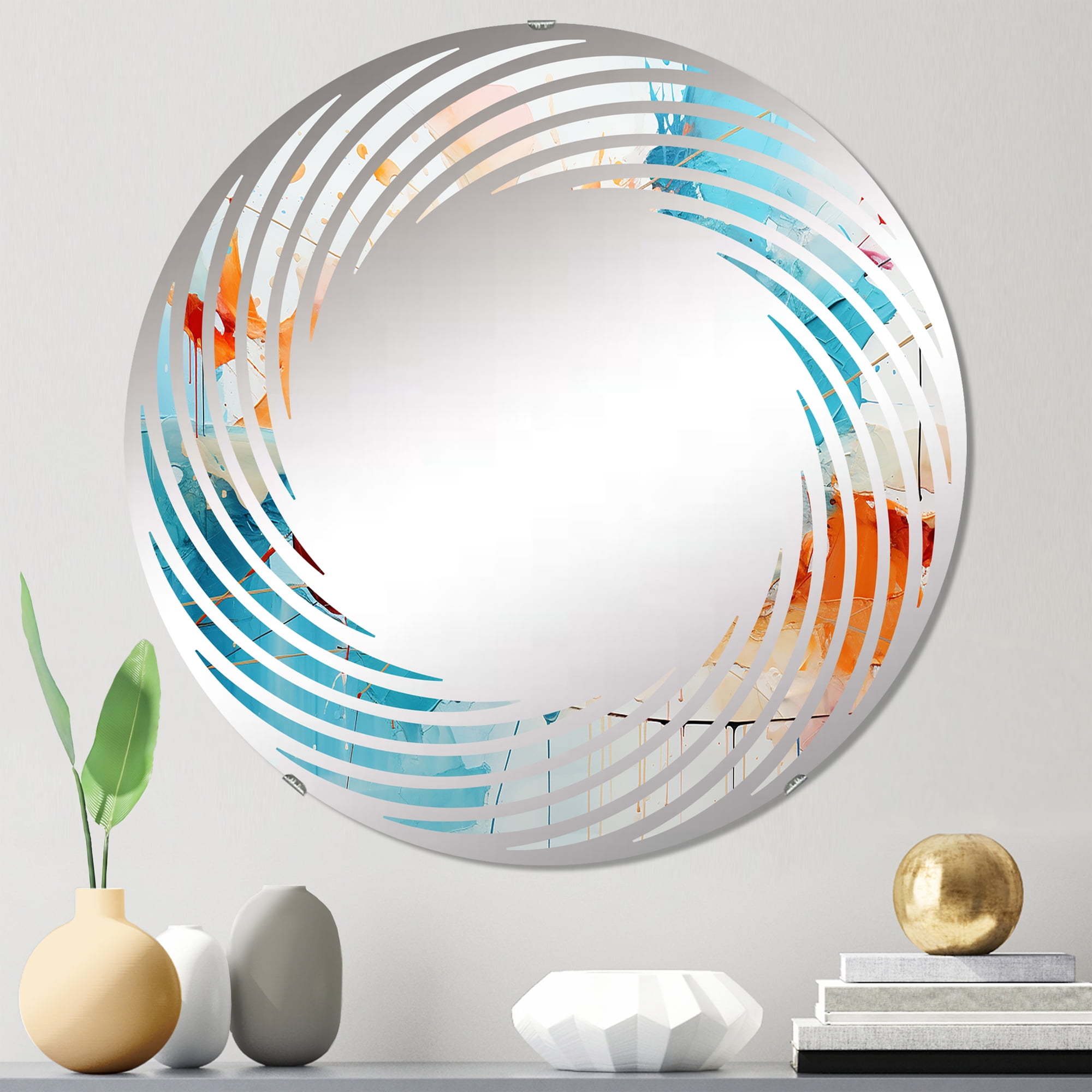 Designart "composition Symphony II" Abstract Collages Spiral Round Wall ...