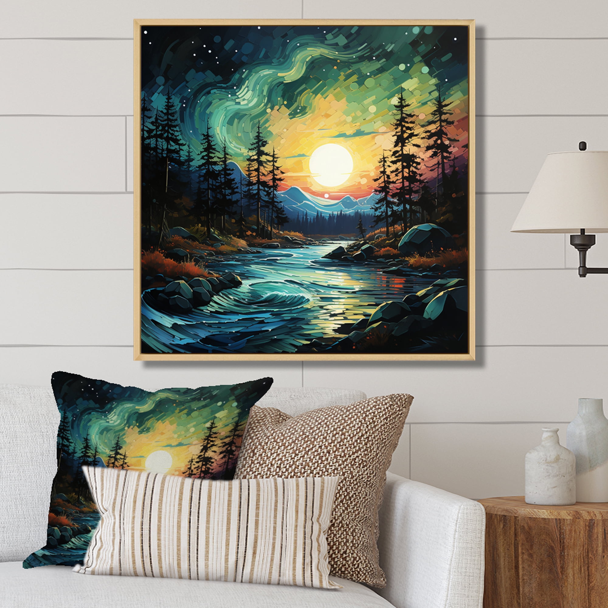 Designart "horizon Aurora Borealis Natures V" Aurora Borealis Floater ...