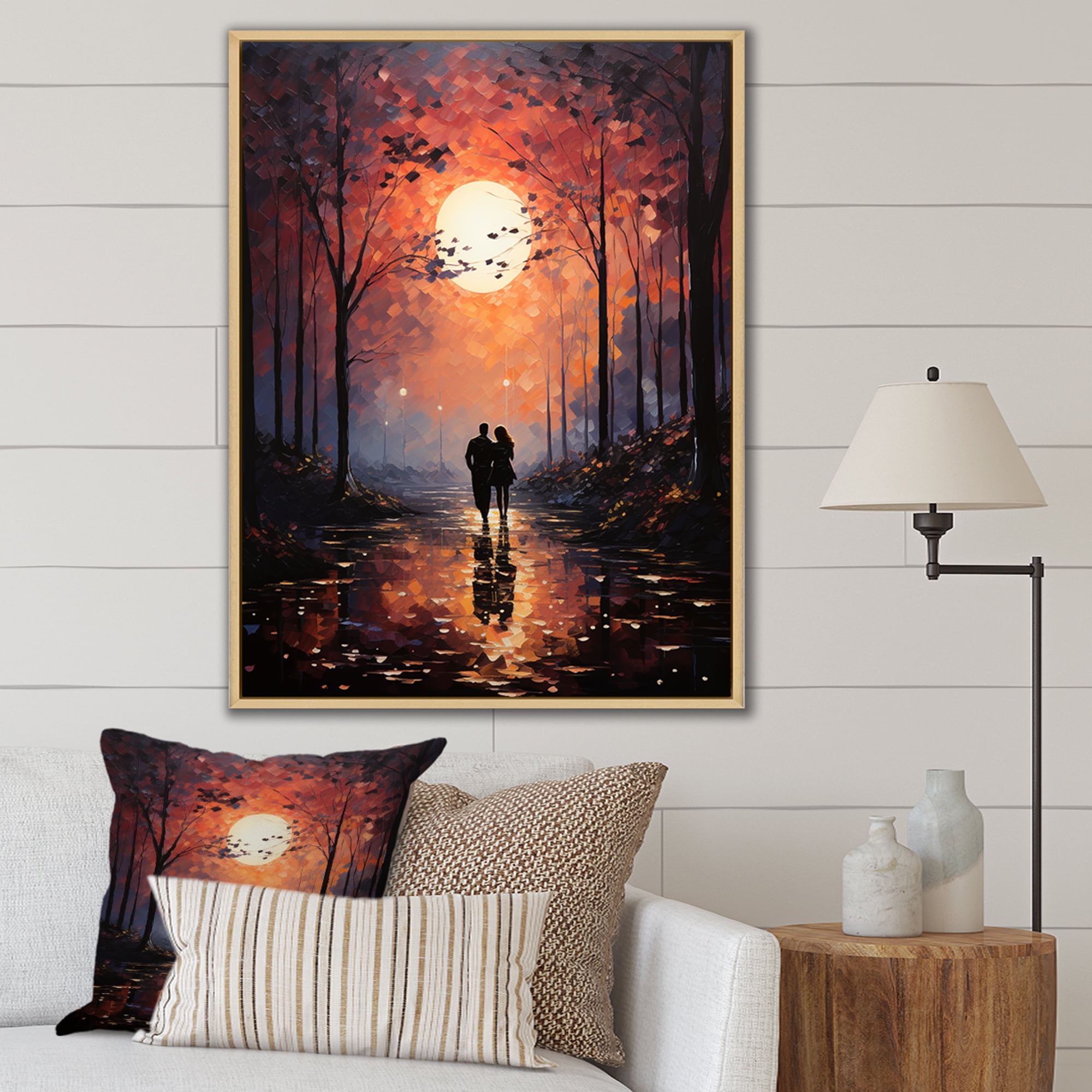 Designart "love Couple Landscape Embracing The Sunset II" Romantic ...