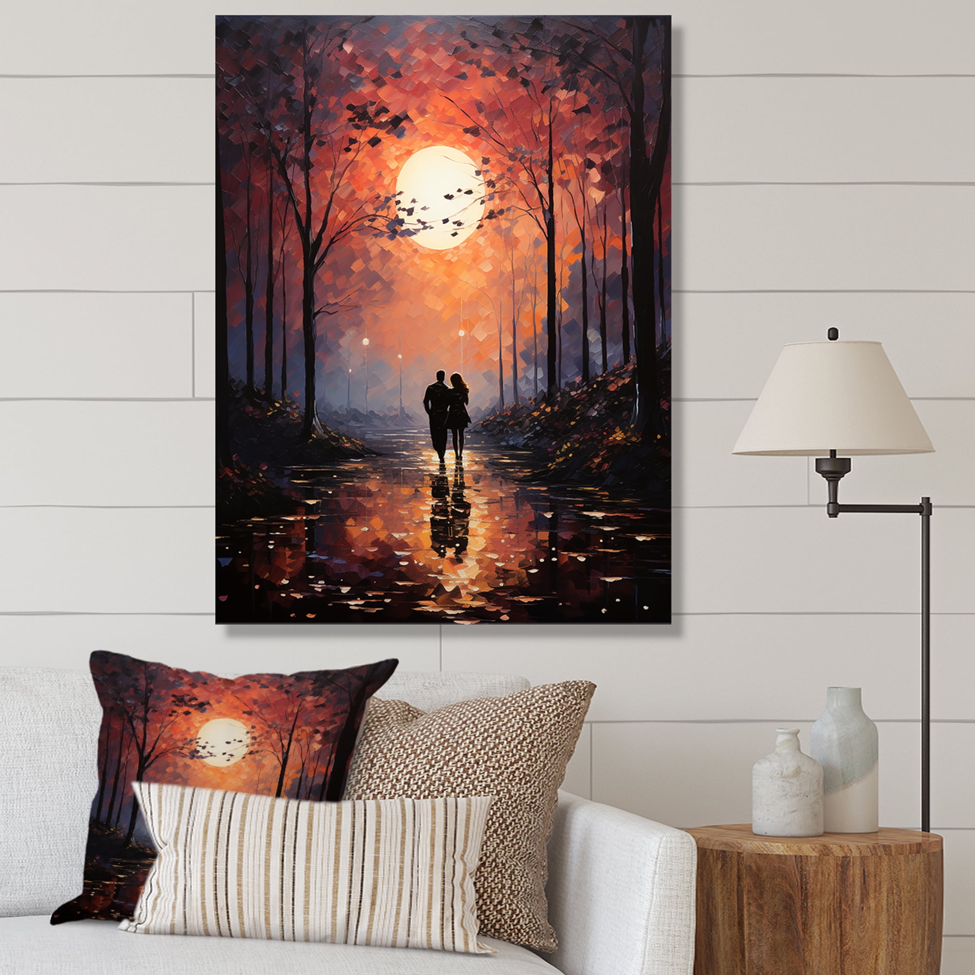 Designart "love Couple Landscape Embracing The Sunset II" Romantic ...