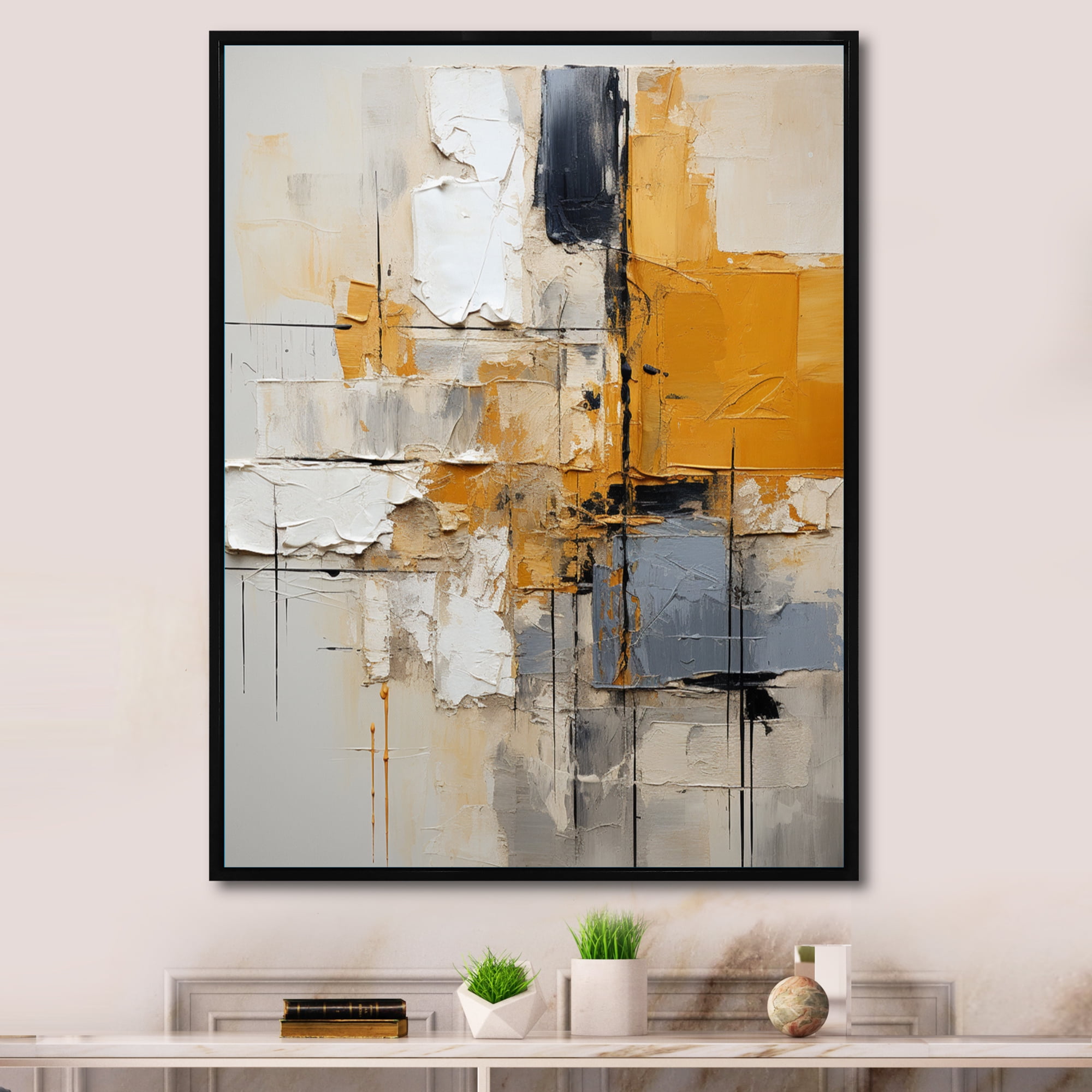 Designart "modern Assemblage IV" Abstract Floater Framed Wall Art ...