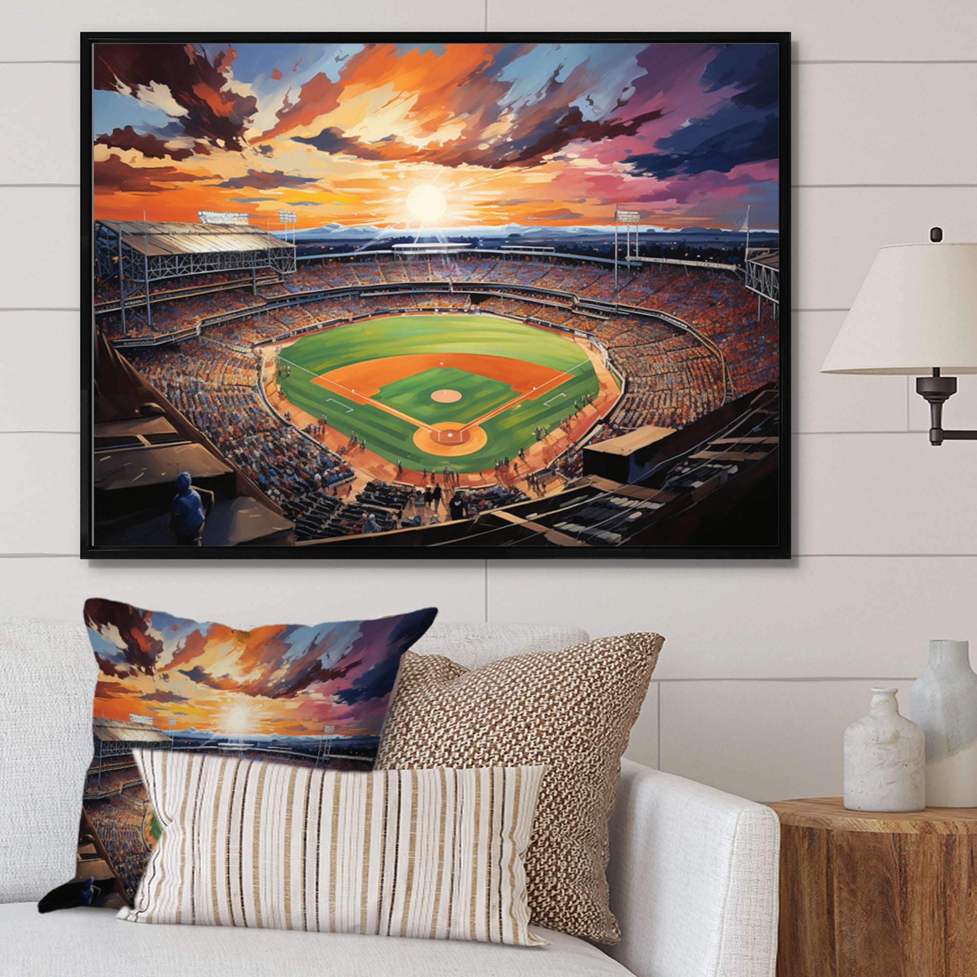 Designart "modern Baseball Stadium V" Architecture Floater Framed Wall ...