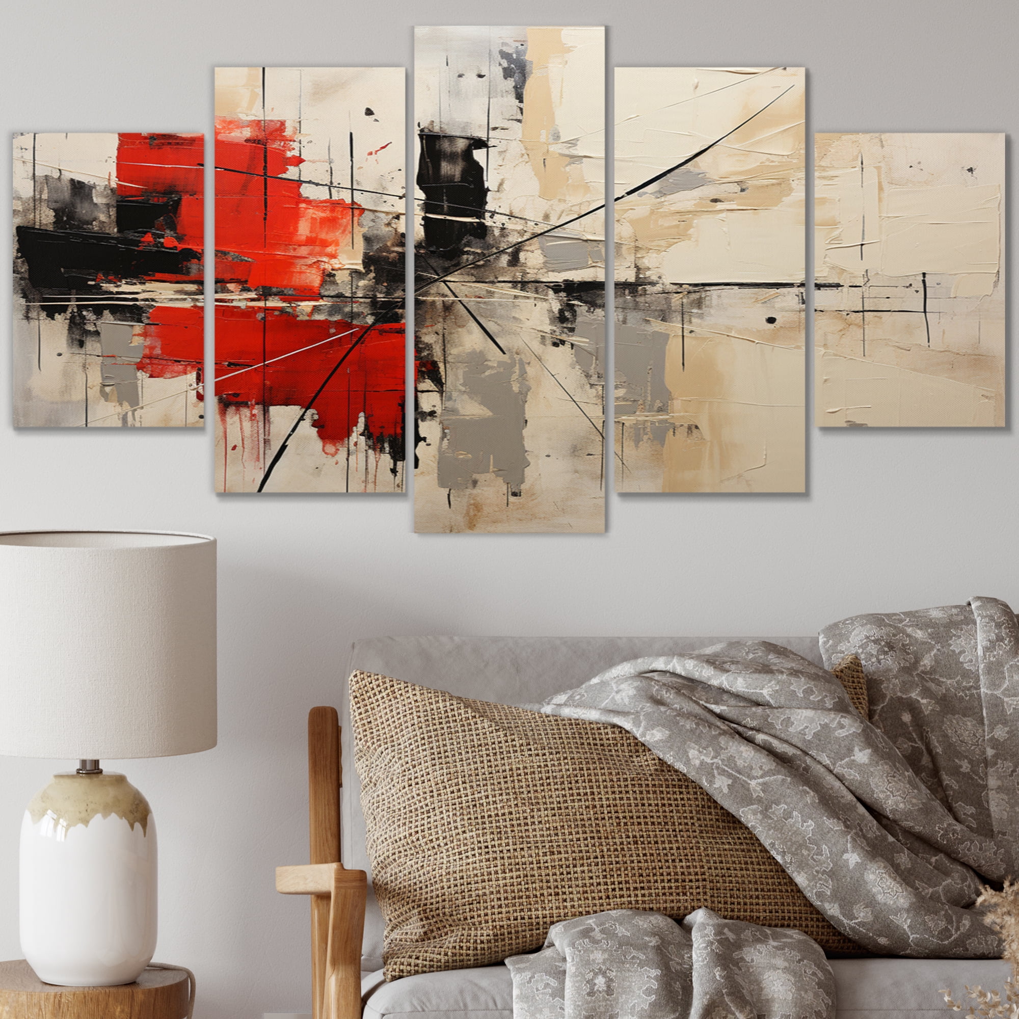 Designart "modern Duality I" Abstract Collages Art Living Room Set ...
