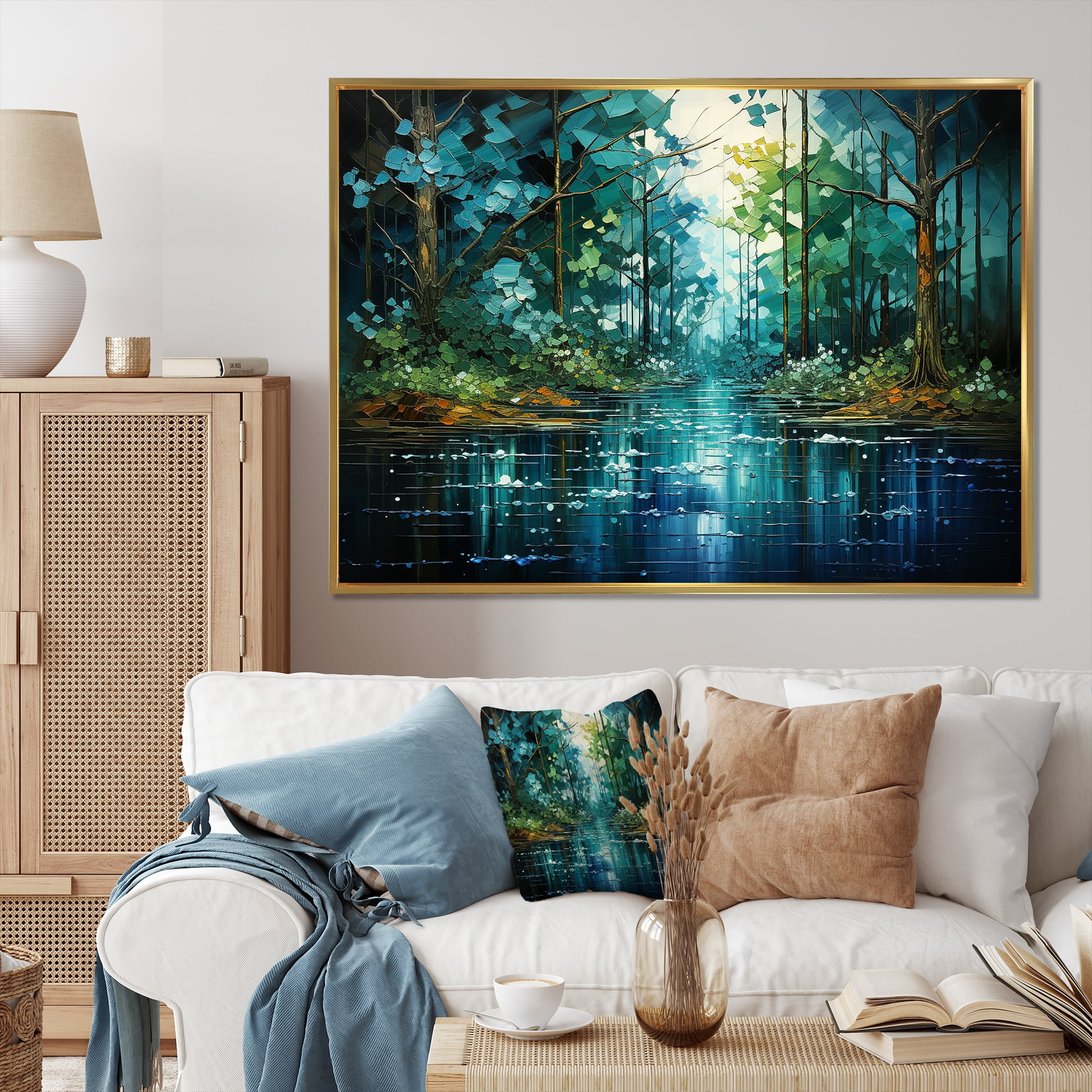 Designart "modern Forest River Pulse II" Landscape Lake River Floater ...