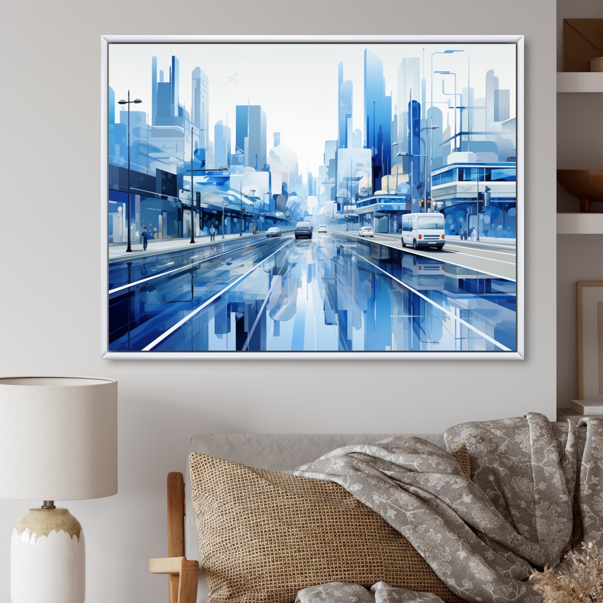 Designart "modern Future City Road" Cityscapes Floater Framed Canvas ...