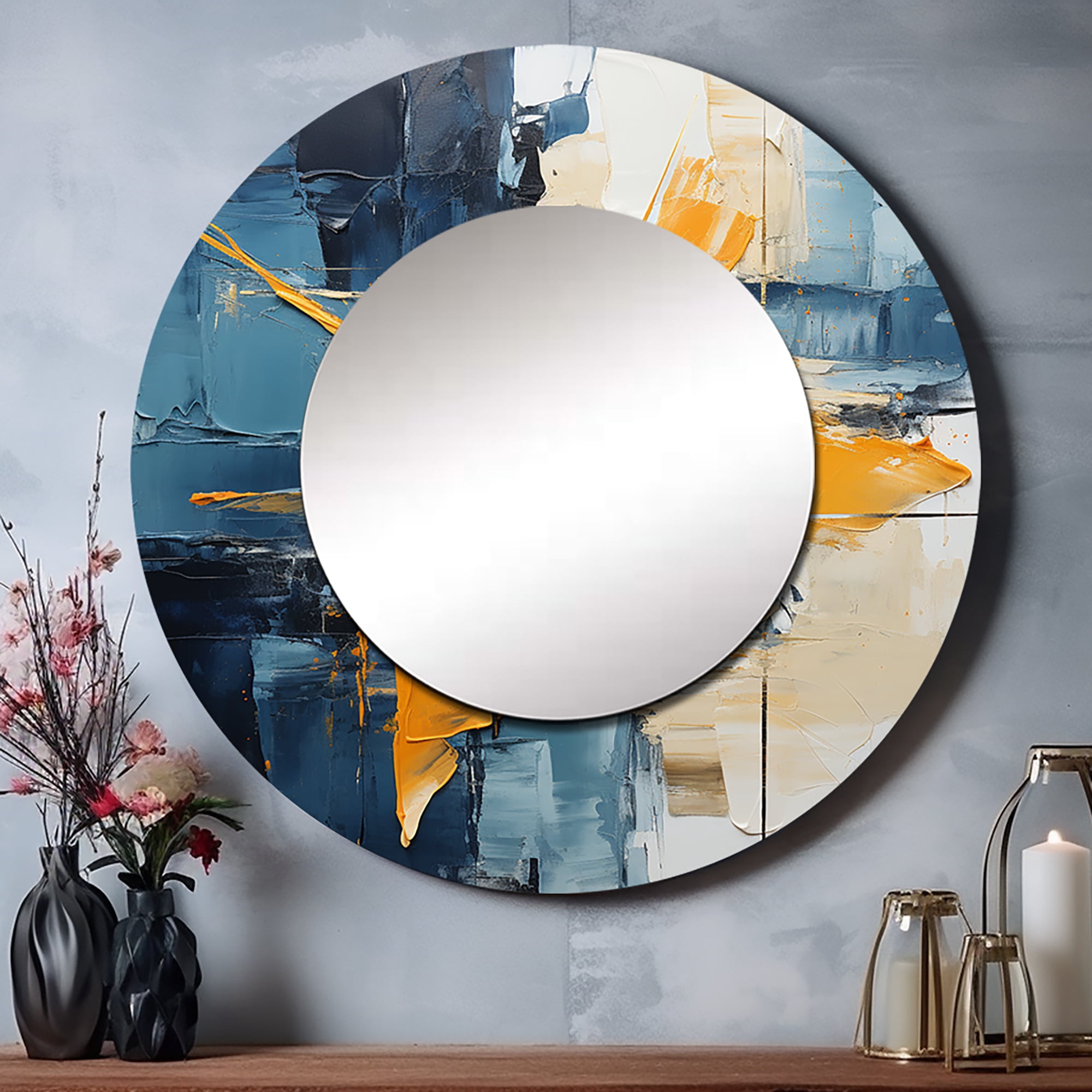 Designart "modern Layers I" Abstract Rund Mirror For Wall Decor - Large ...