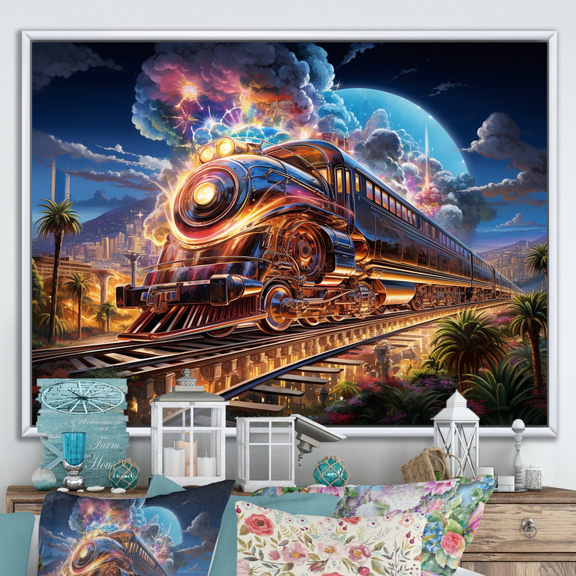 Designart "modern Train 1950S Chromatic Journey I" Transportation ...