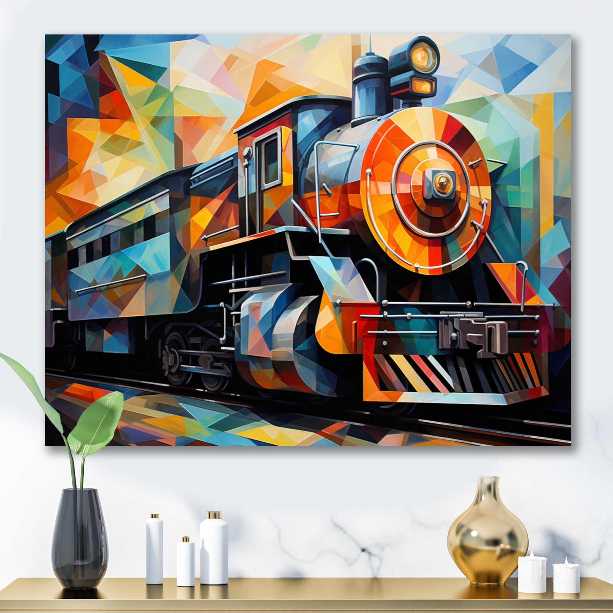 Designart "modern Train Cubist Expressions I" Transportation Wall Art ...