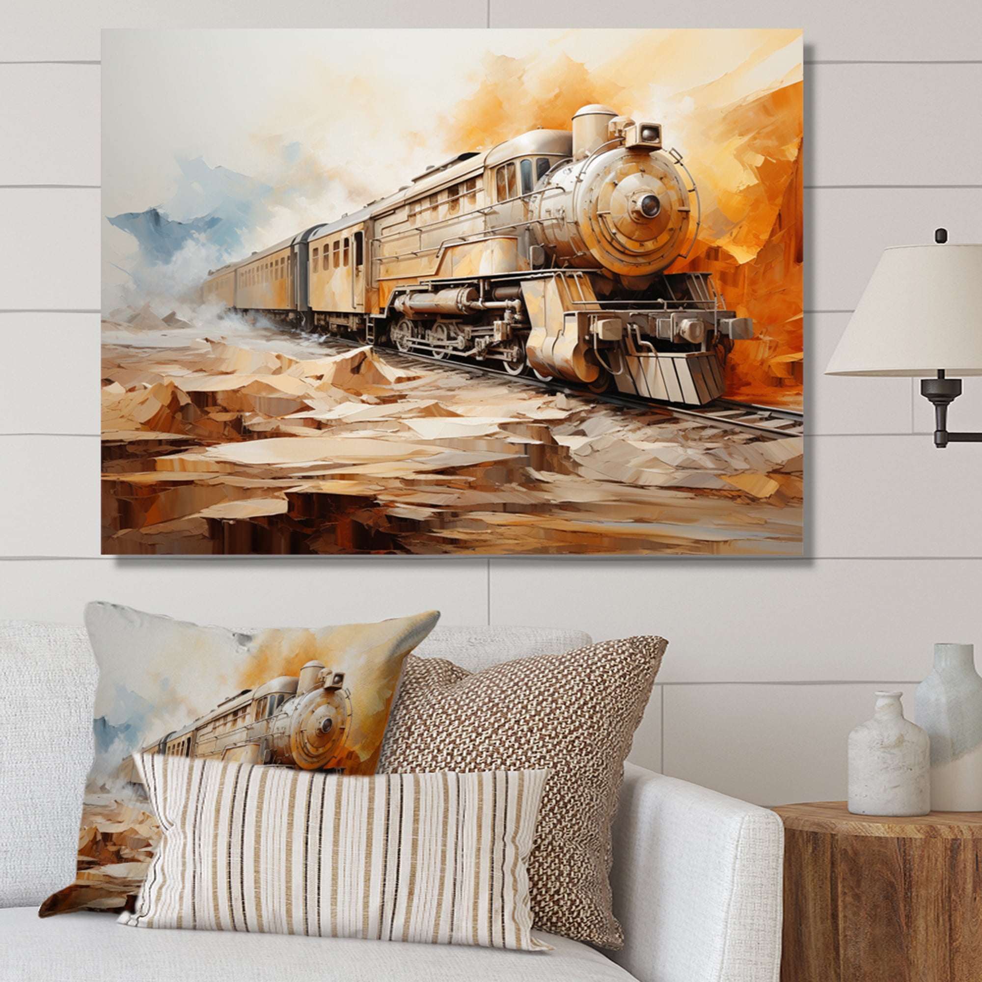 Designart "modern Train Elemental Express II" Transportation Canvas ...