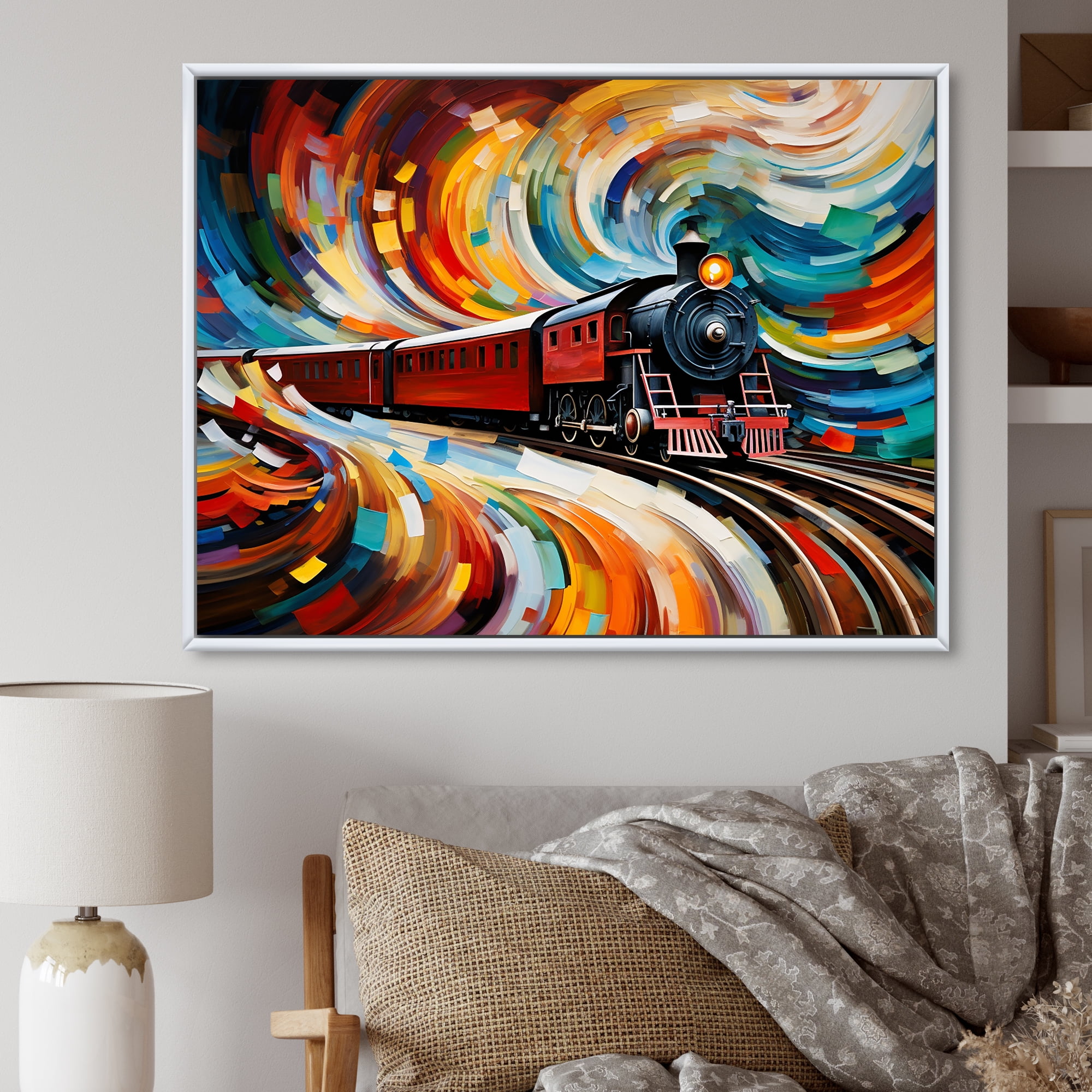 Designart "modern Train Whirling Momentum" Transportation Floater Framed Wall Decor - Walmart.com