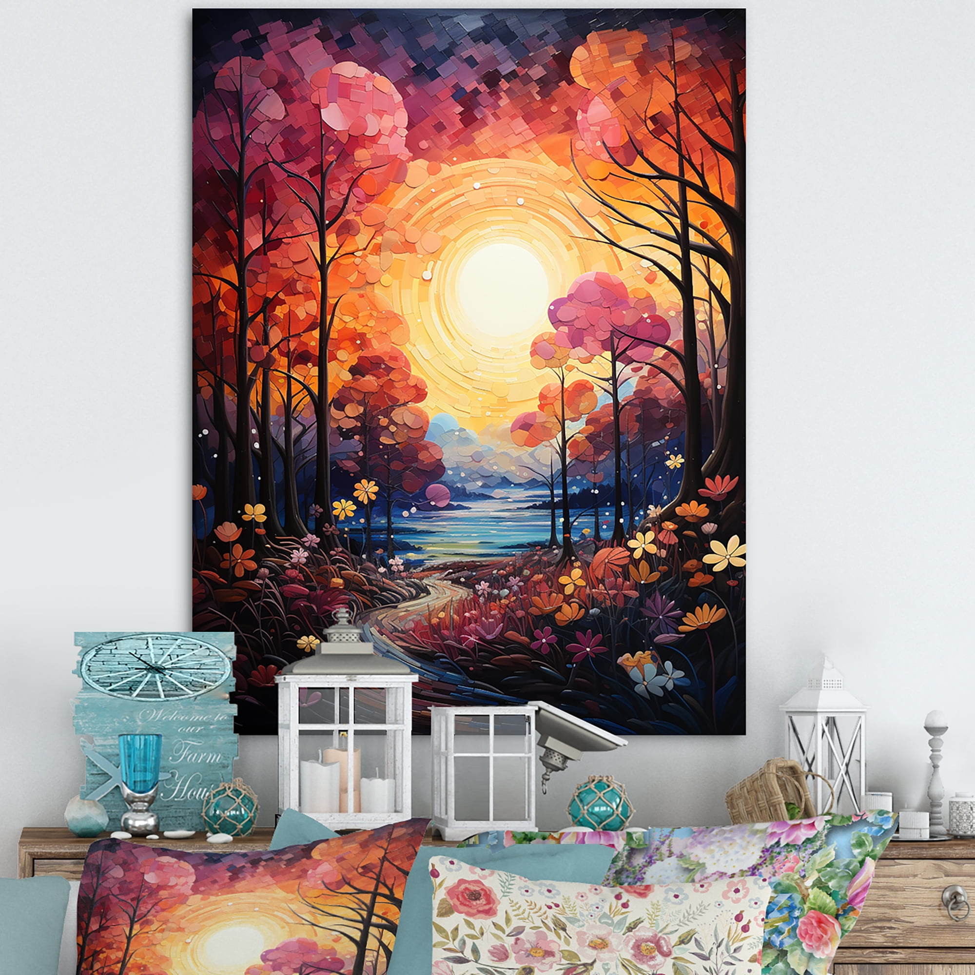 Designart "modern Tree Arc Of Colors III" Cottage Wall Decor - Walmart.com