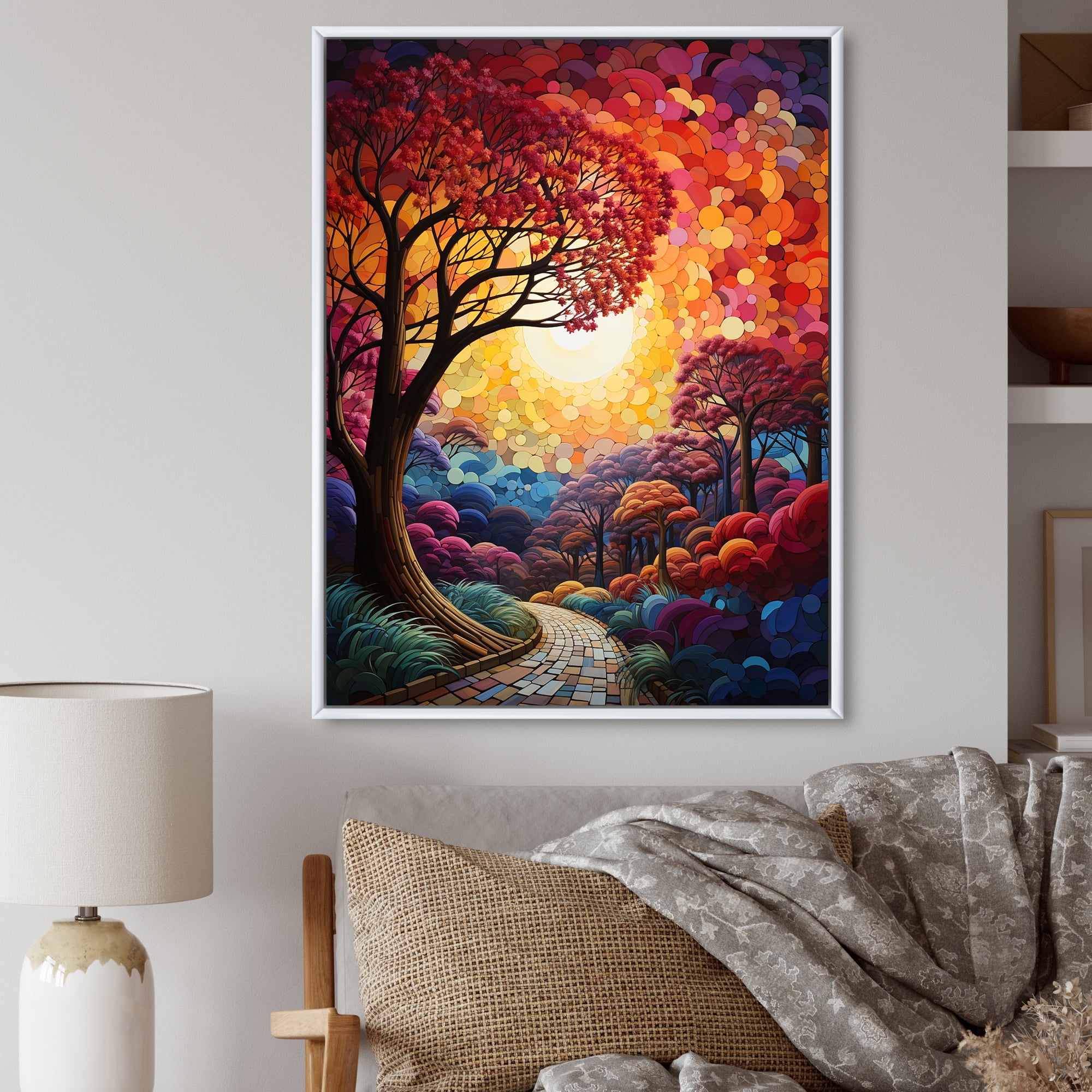 Designart "modern Tree Arc Of Colors IV" Cottage Floater Framed Wall ...