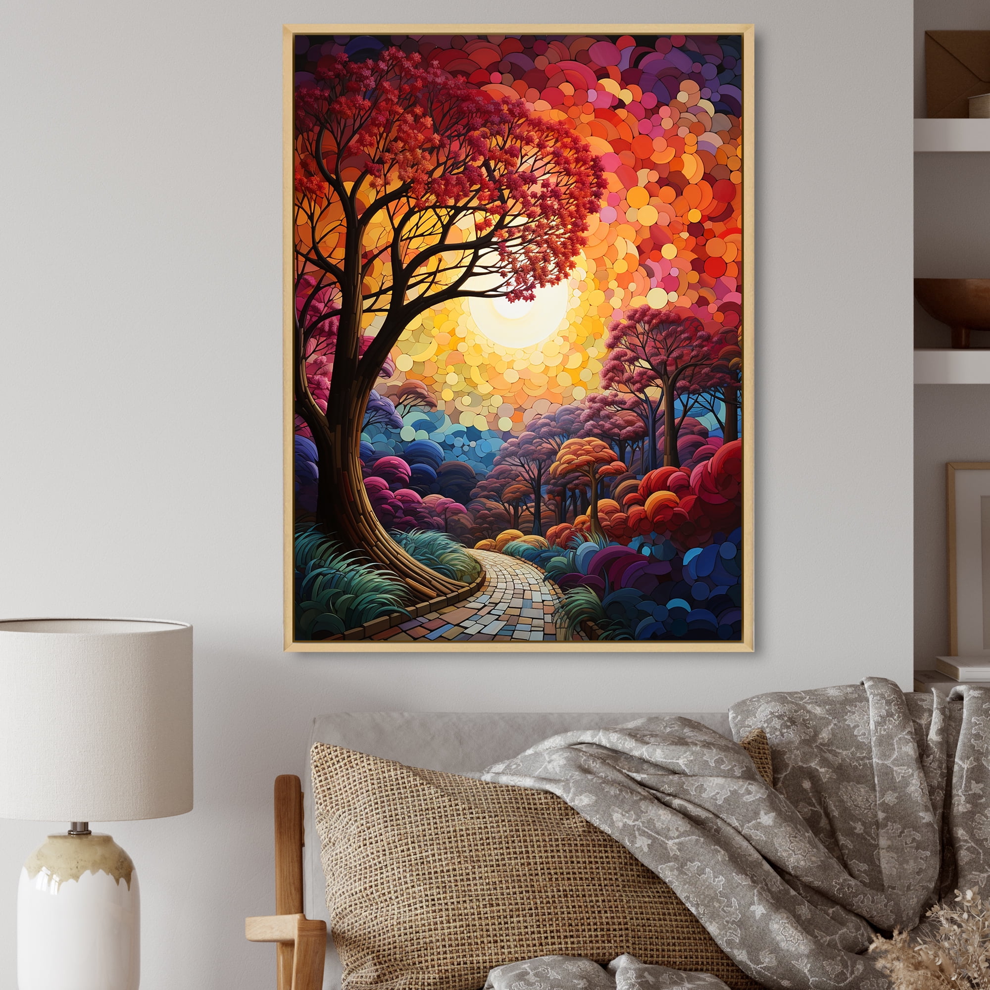 Designart "modern Tree Arc Of Colors IV" Cottage Floater Framed Wall ...