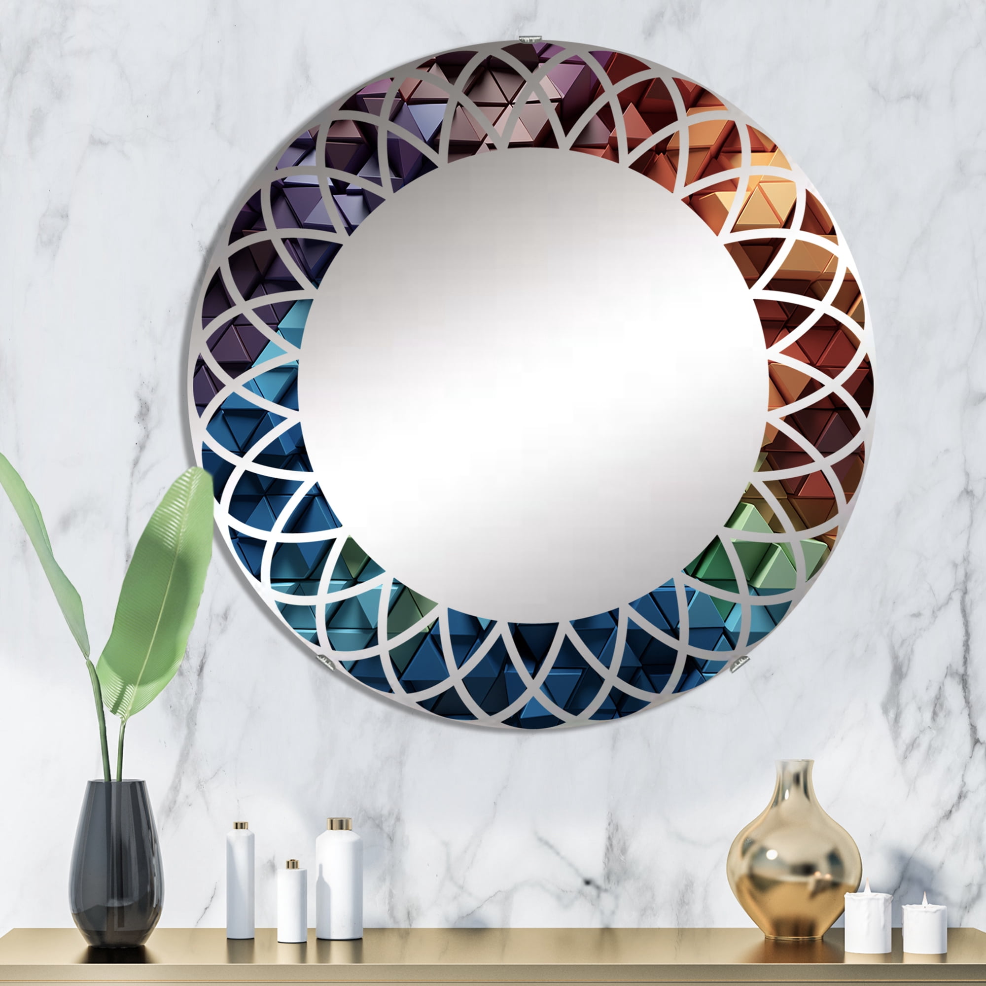 Designart "modern Wood Rainbows Delight II" Abstract Spirals Round Wall ...