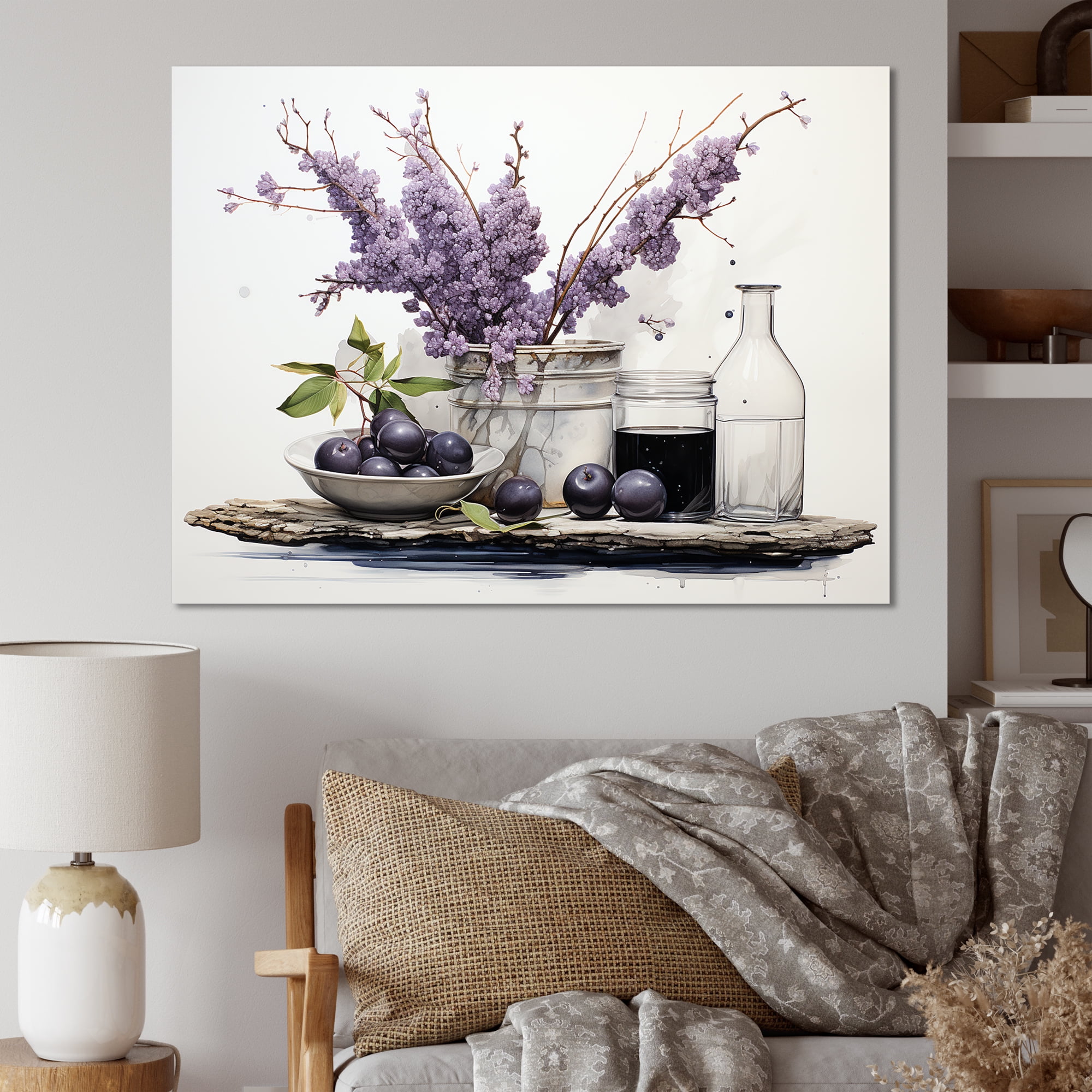 Designart "violet Beige Minimalism Balance And Contrast Pottery ...