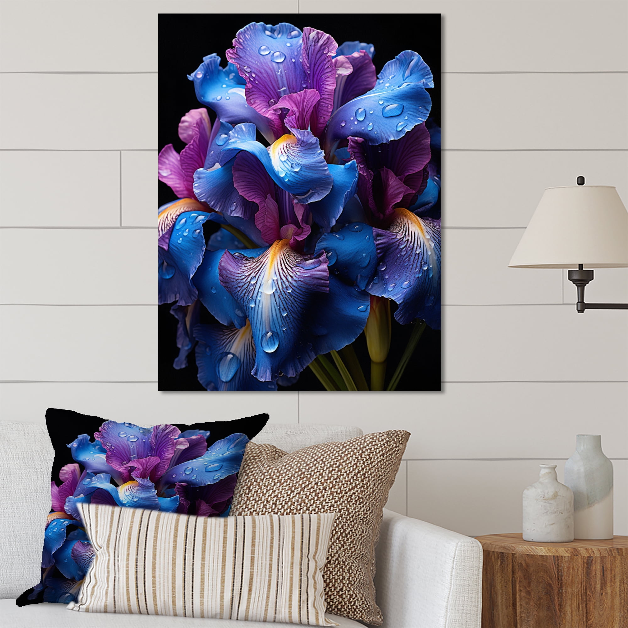 Designart "violet Blue Iridescent Irises" Floral Metal Wall Decor ...