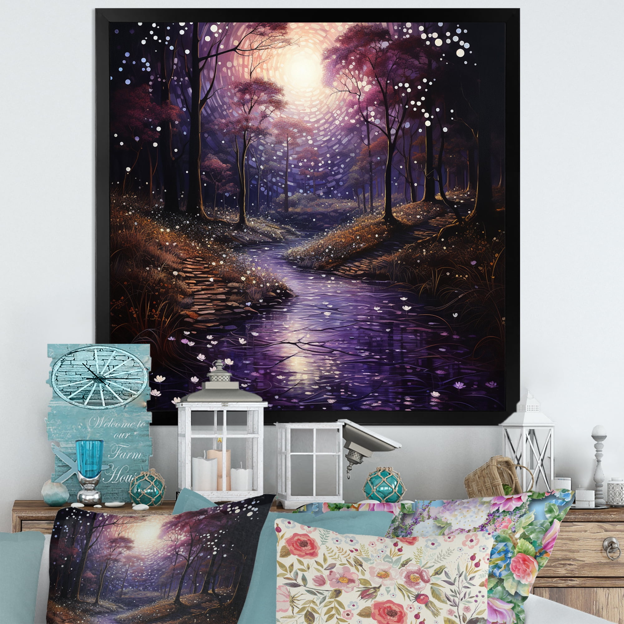 Designart "violet Forest Mystical Whispers Pointillism" Landscapes ...