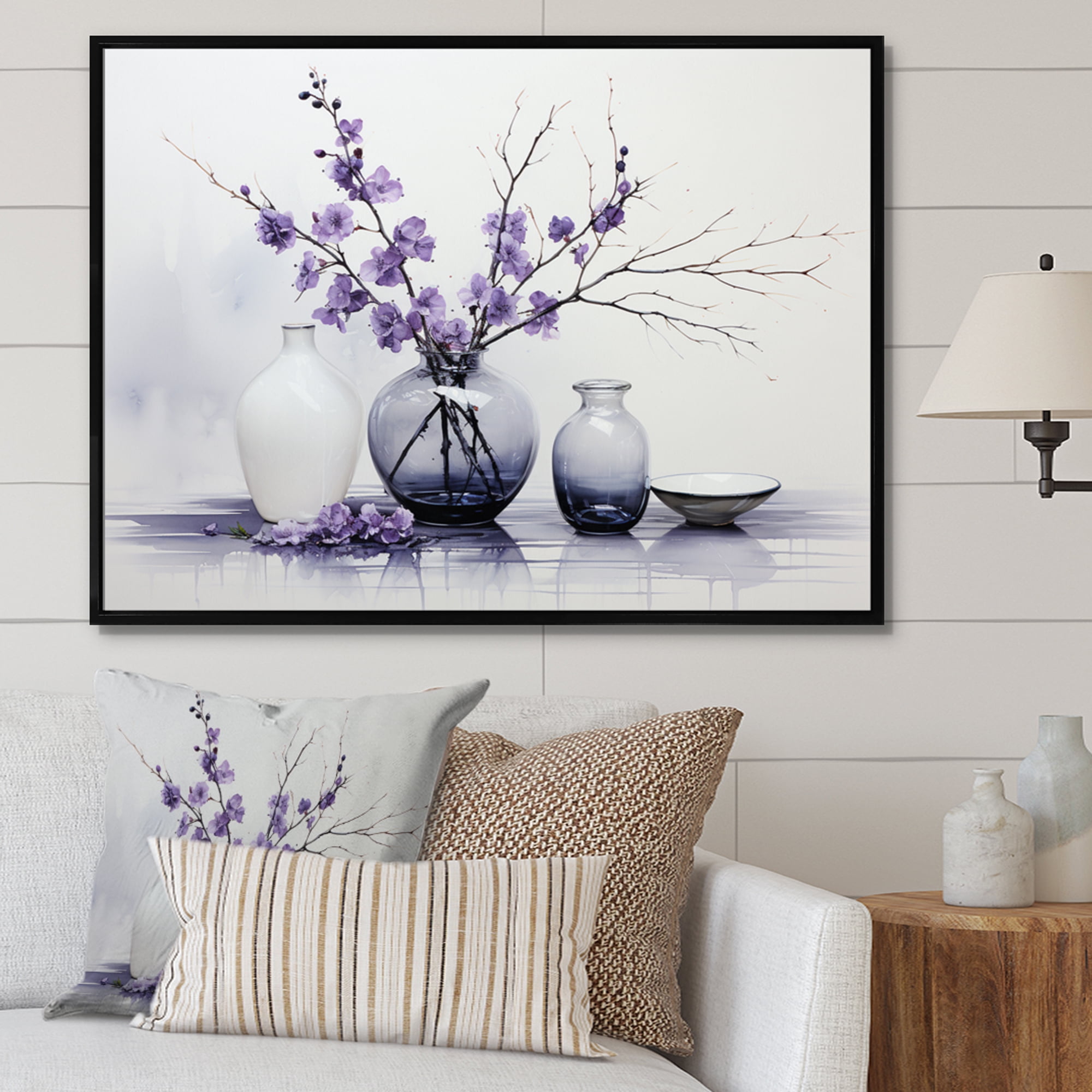 Designart "violet Grey Minimalism Balance And Contrast Pottery ...