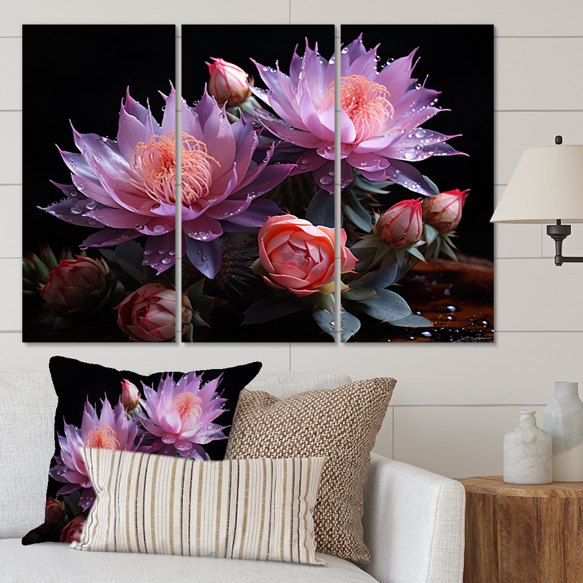 Designart "violet Pink Cactus Desert Royalty Queen" Floral Metal Wall ...