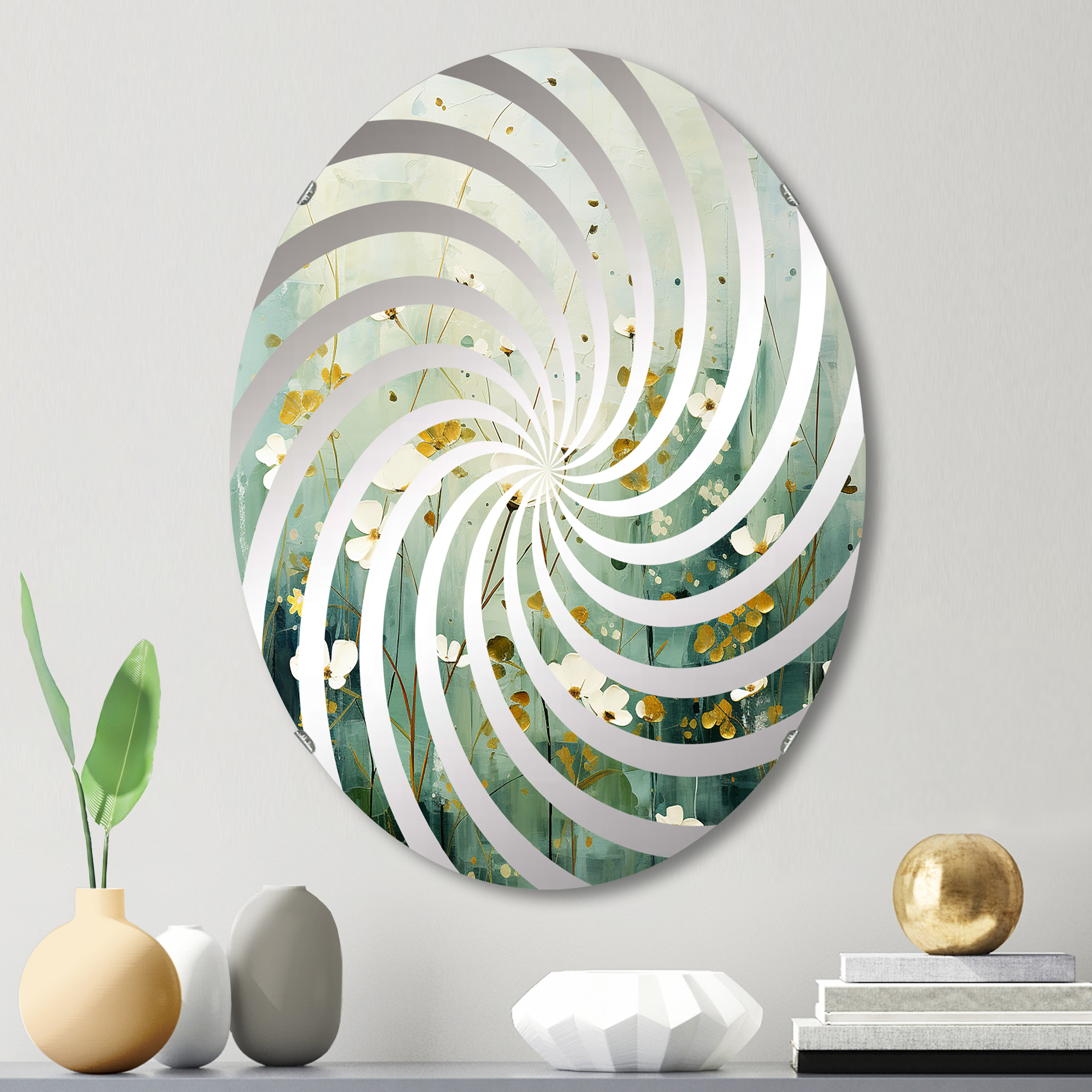 Designart "violet Tranquil Oasis" Abstract Botanicals Vortex Round Wall ...