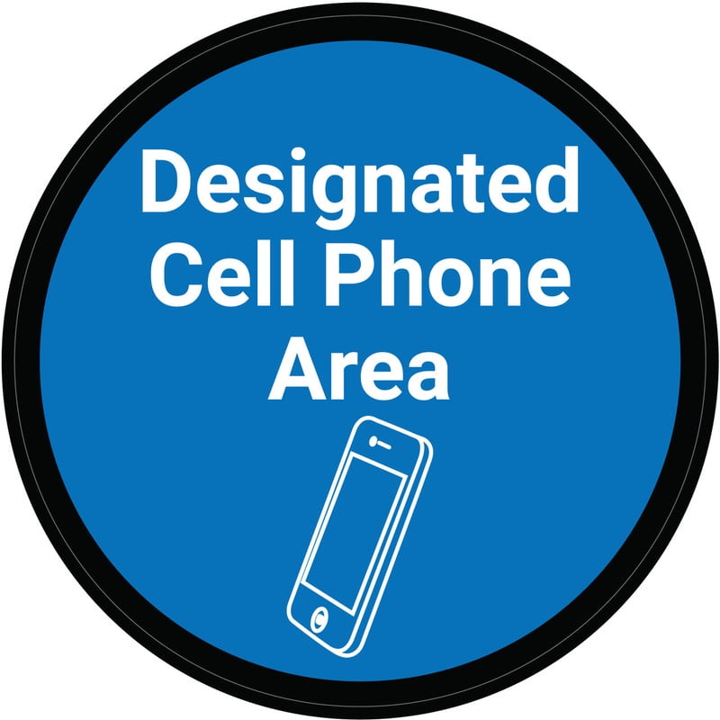 Designated Cell Phone Area Blue With Icon Circular Floor Sign Aluminum ...