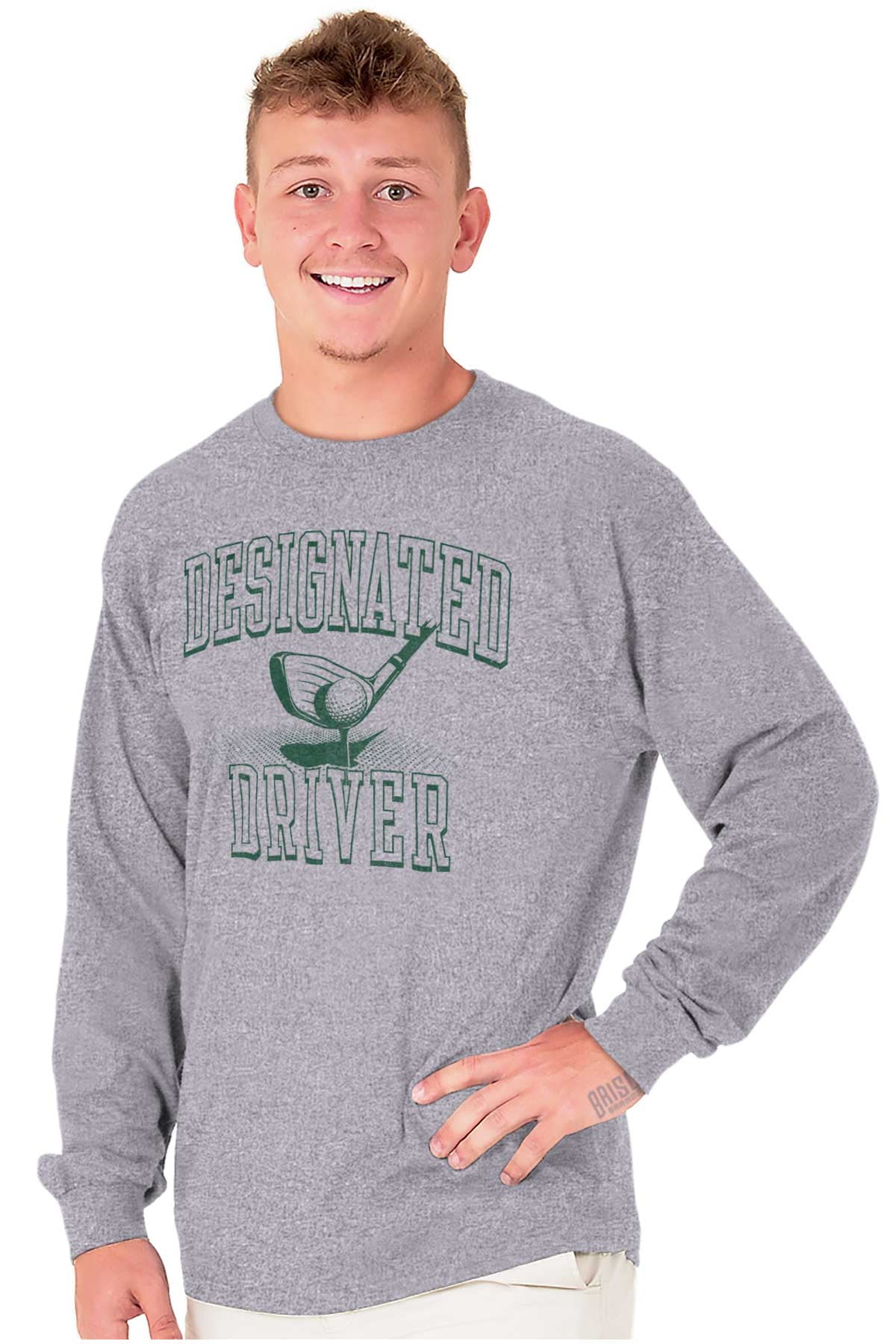 Designated Driver Funny Golfing Pun Plus Size Long Sleeve Graphic Tee ...