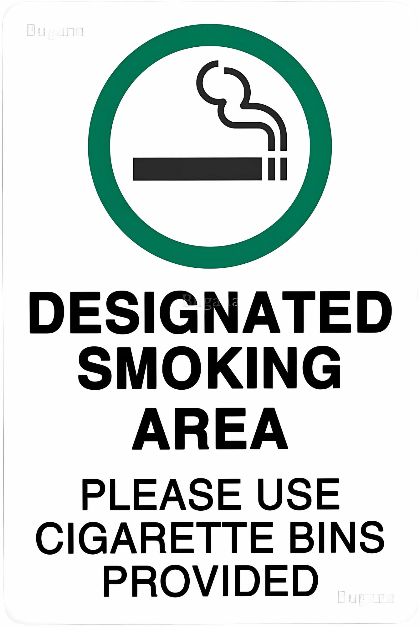 Designated Smoking Area Please Use Cigarette Bins Provided - 8"x12 ...