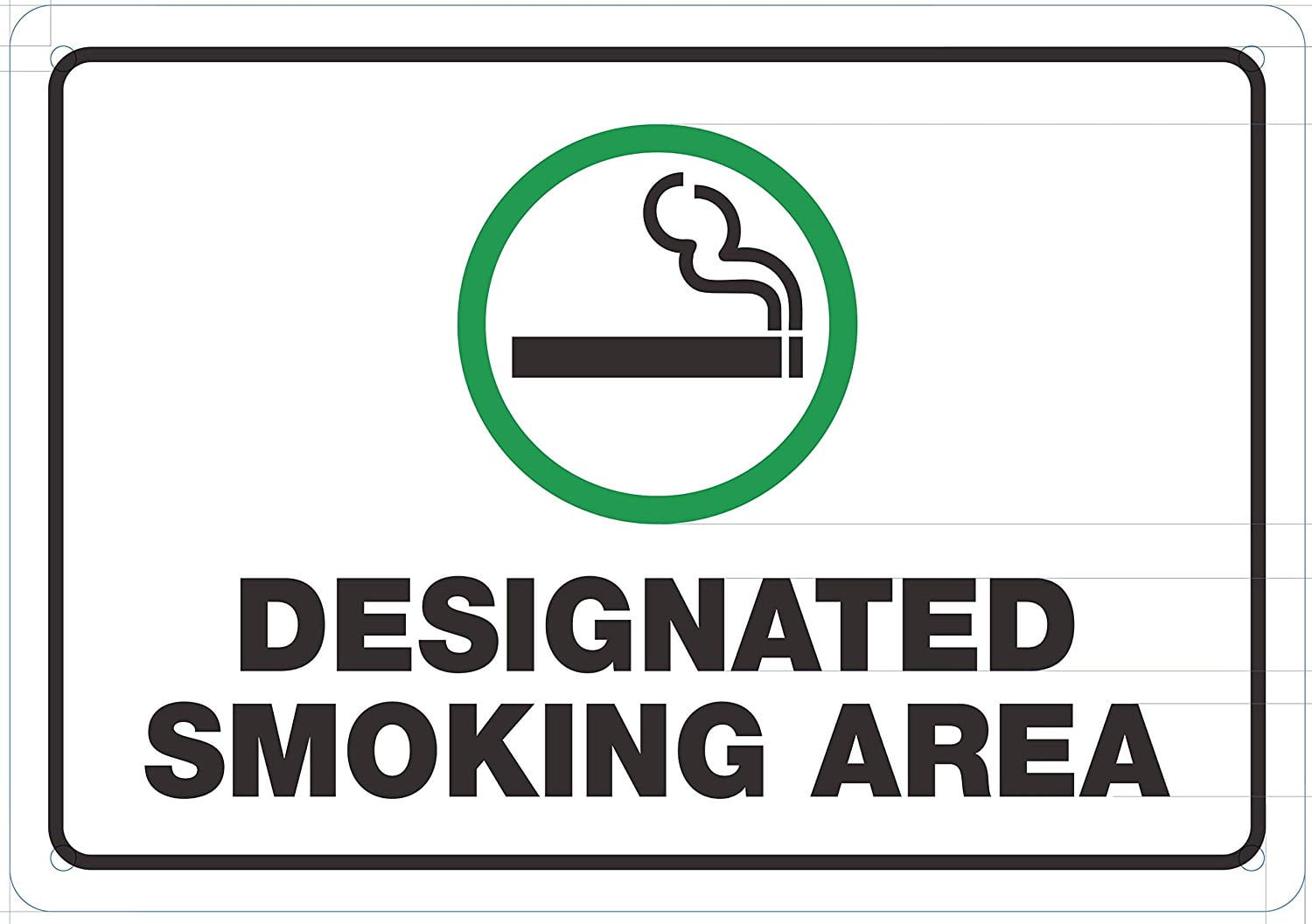 Designated Smoking Area Safety Sign (Aluminium Reflective, White 7x10 ...