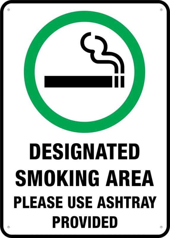 Designated Smoking Area Sign 8"X12" Rust Free Aluminum Signs Outdoor ...