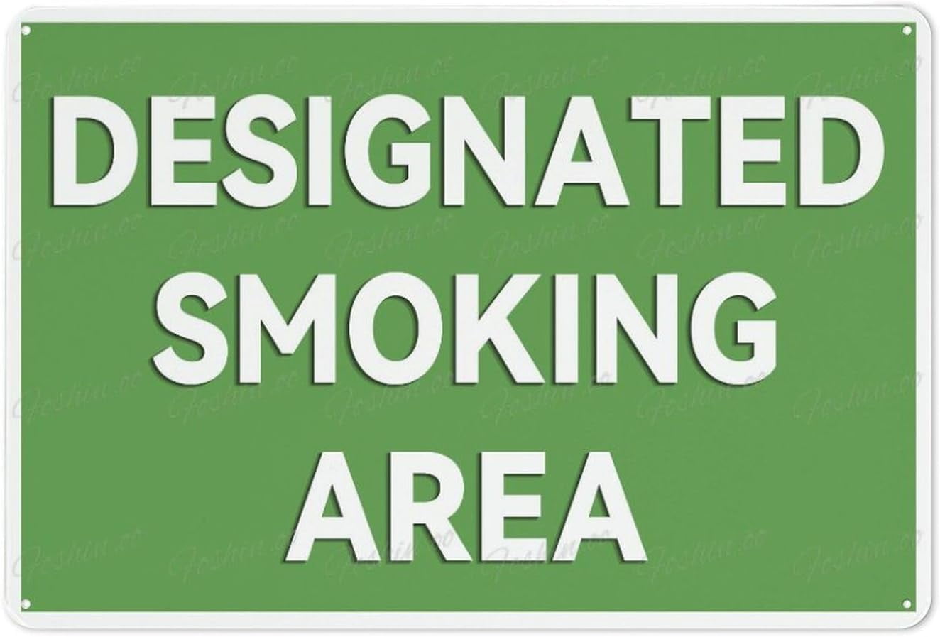 Designated Smoking Area Sign 8"x12" - Aluminum Indoor & Outdoor ...