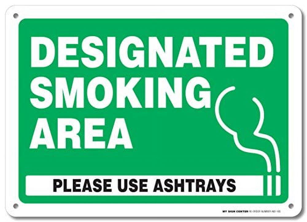 Designated Smoking Area Sign, Please Use Ashtrays, Outdoor Rust-Free ...