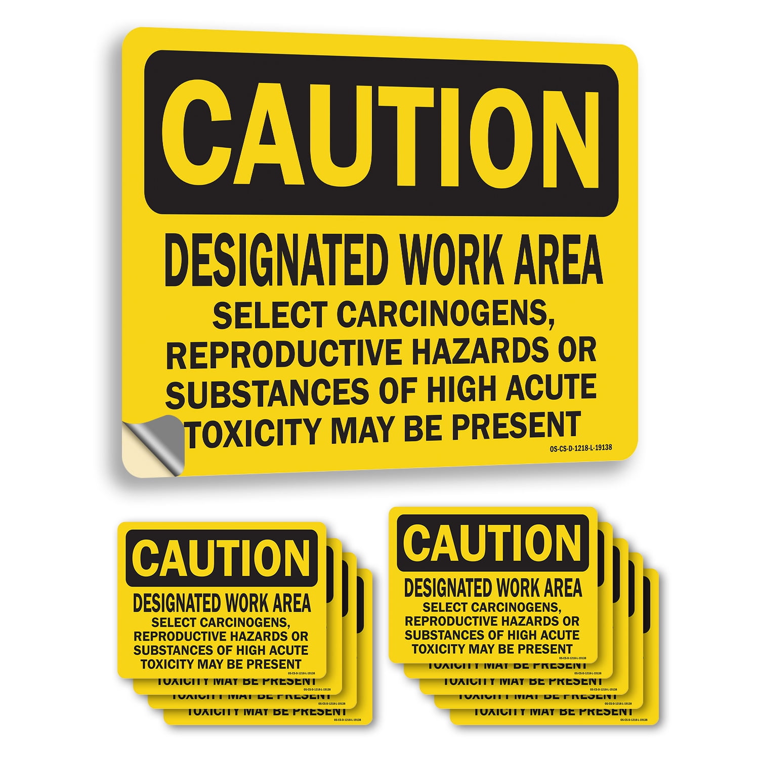 Designated Work Area Select Carcinogens Reproductive Hazards OSHA Caution Vinyl Decal Label 7 ...