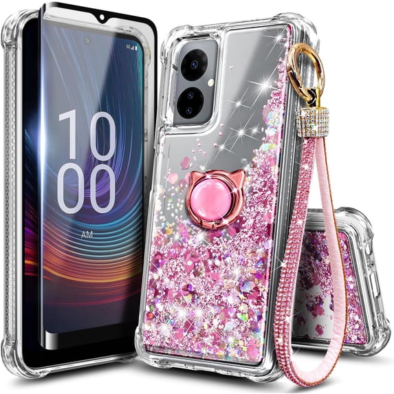 Designed for Boost Celero5G 2024 Phone Case with Tempered Glass Screen ...