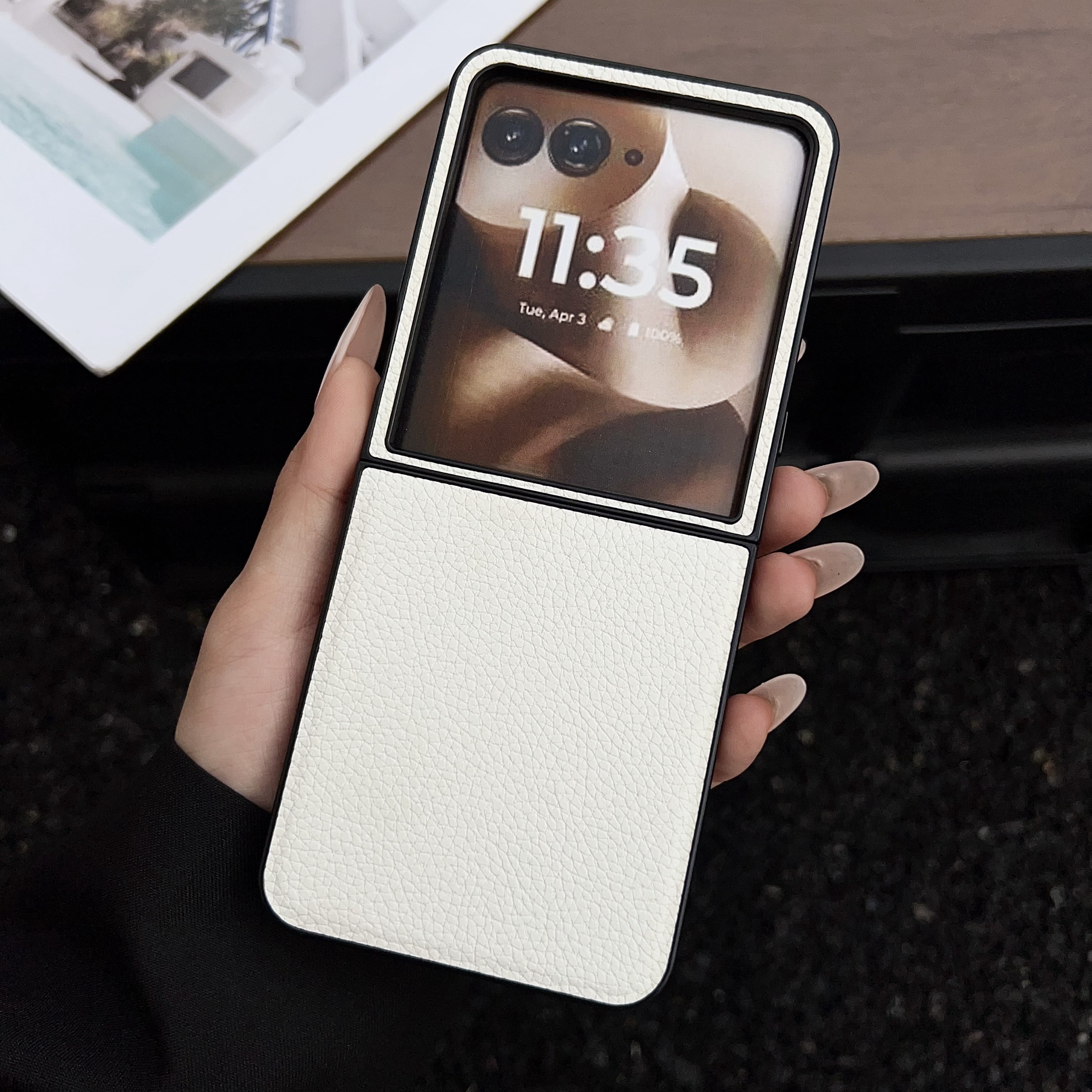 Designed for Motorola Razr 2024 Case, Premium PU Leather + Hard PC ...