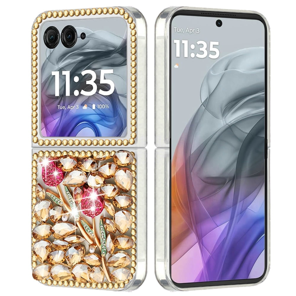 Designed for Motorola Razr+ Plus 2024 Bling Crystal 3D Full Diamonds ...