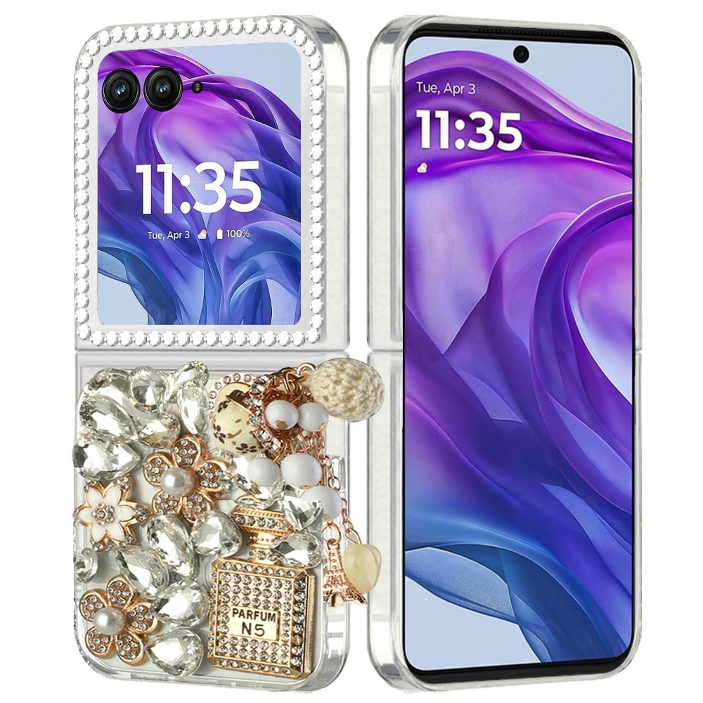 Designed for Motorola Razr+ Plus 2024 Bling Crystal 3D Full Diamonds ...