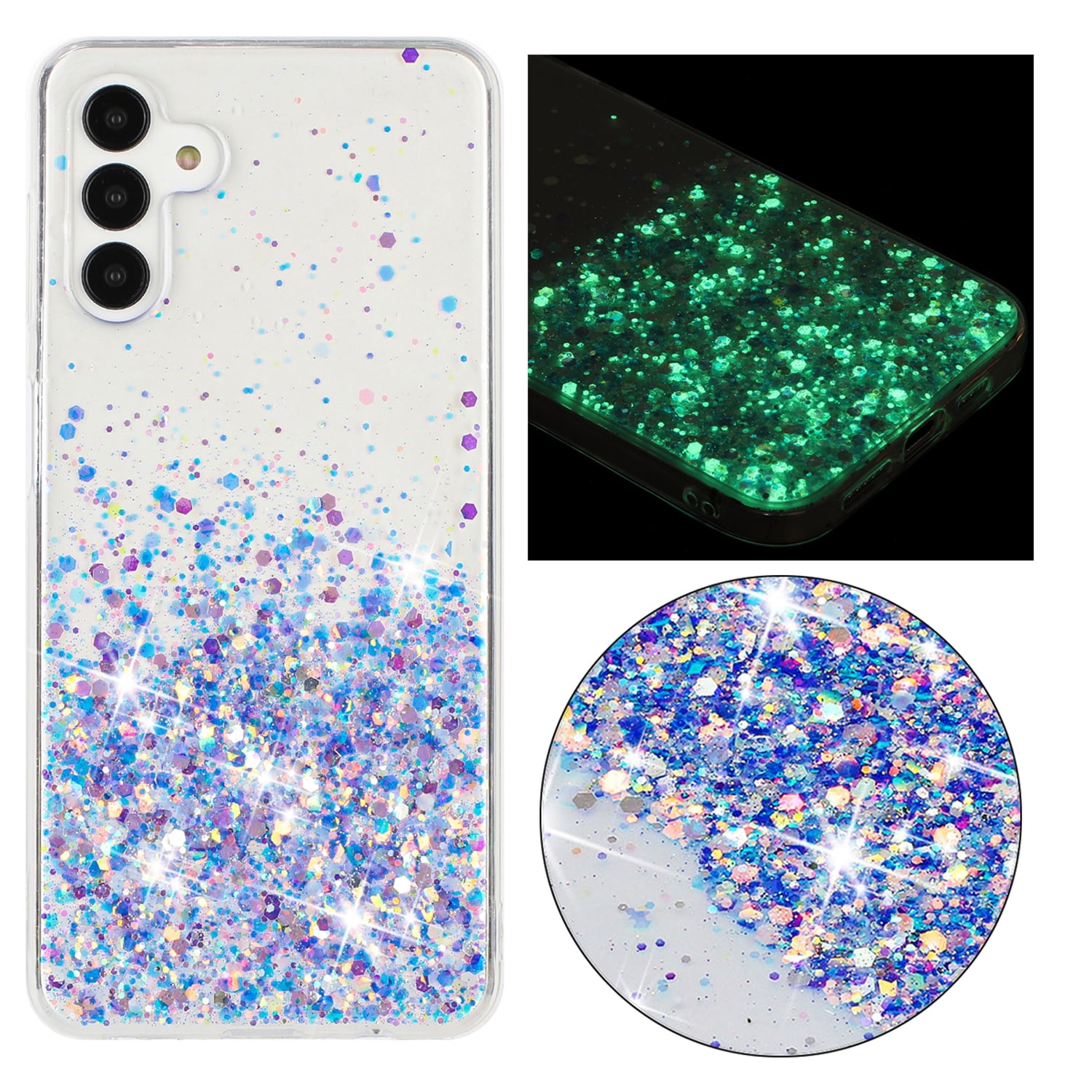 Designed for Samsung Galaxy A25 5G Bling Glitter Case Glow in The Dark Funny Shiny Sparkle ...