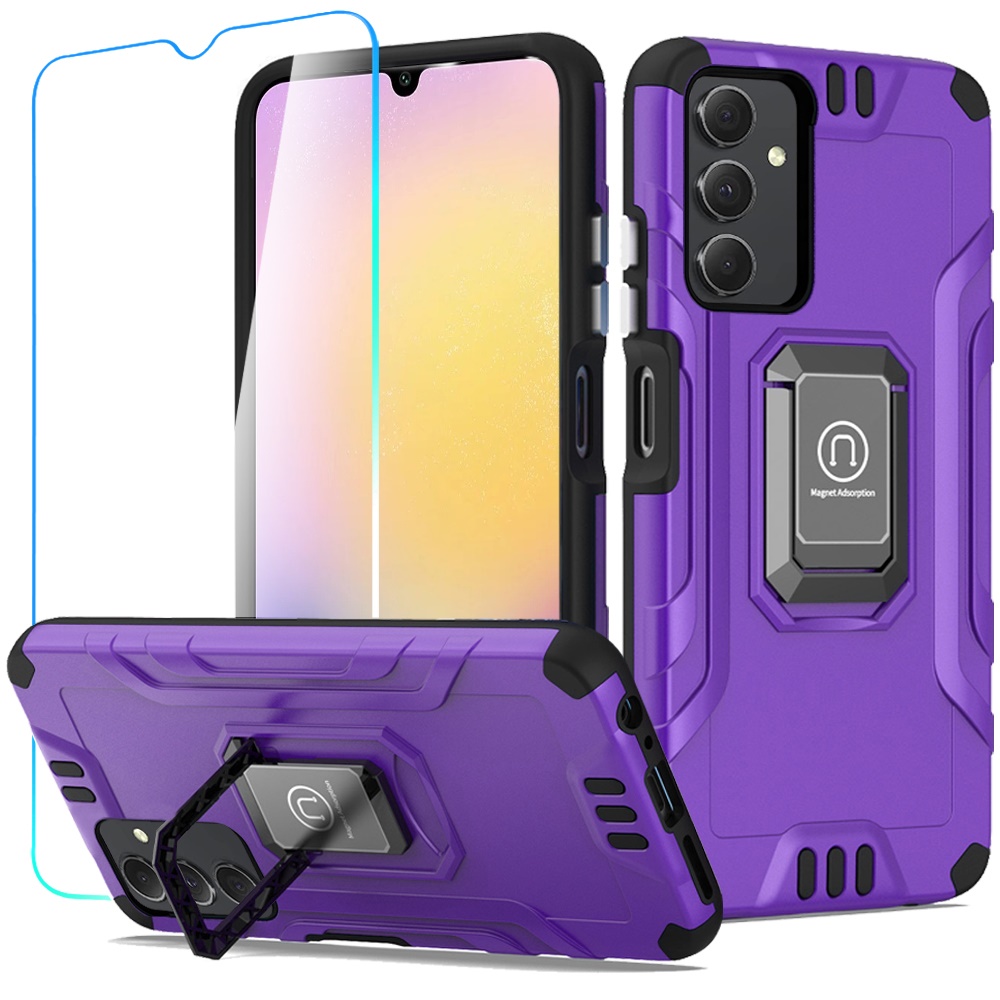 Designed for Samsung Galaxy A25 5G Tough Metallic Hybrid Ring Kicstand ...