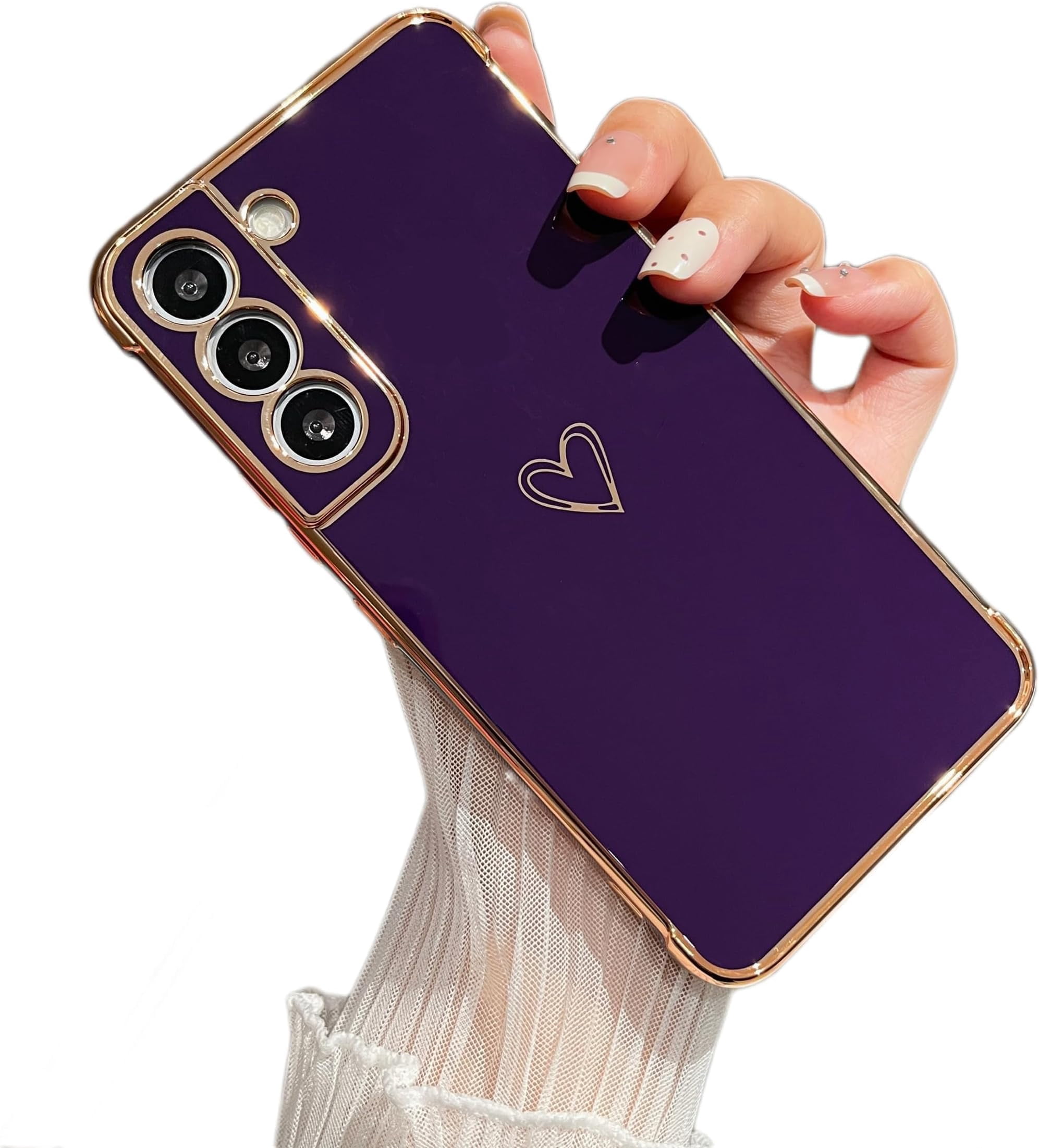 Designed for Samsung Galaxy S21 Plus 5G Case, Cute Plating Edge Love ...