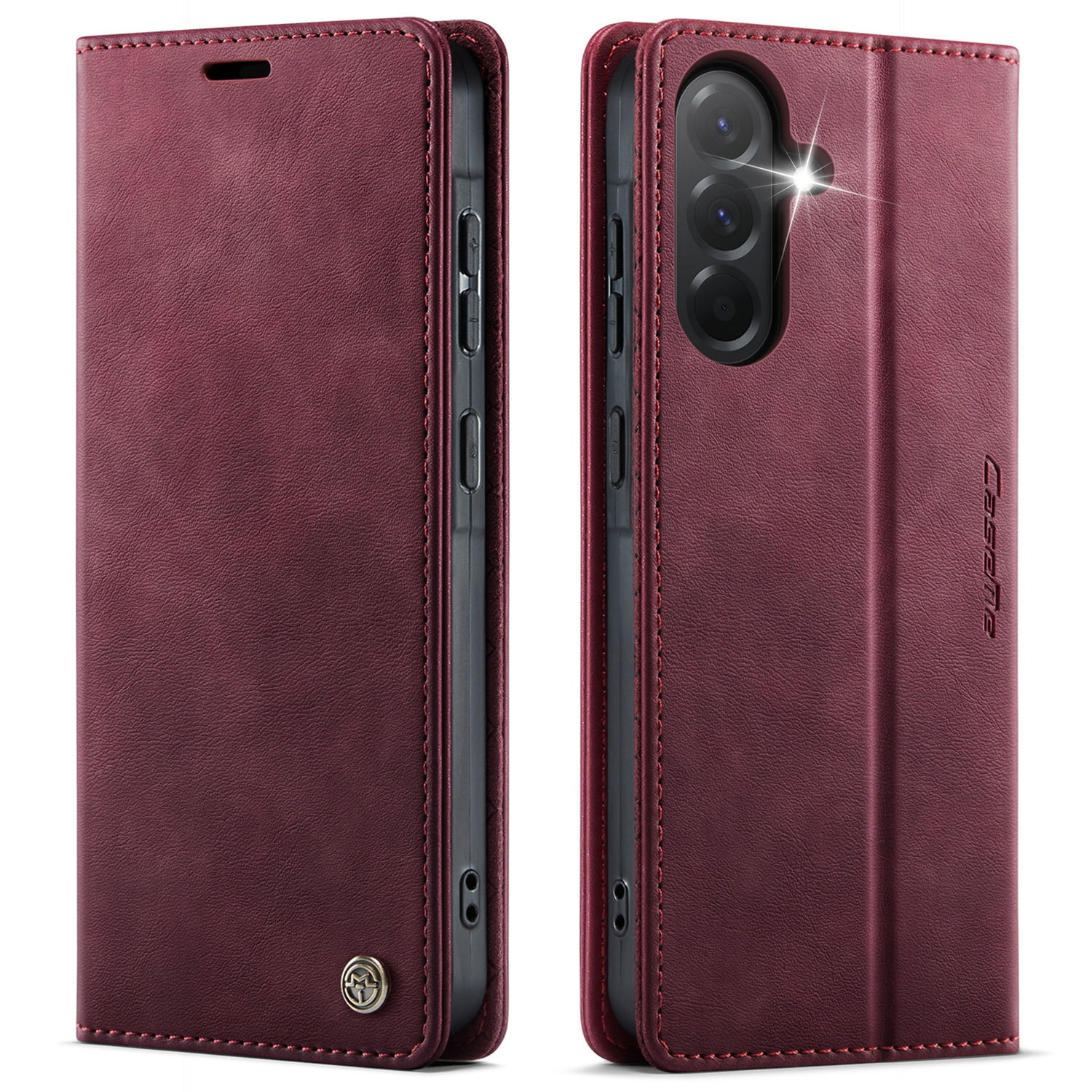 Designed for Samsung Galaxy S24 FE Wallet Case, Classic PU Leather Flip ...