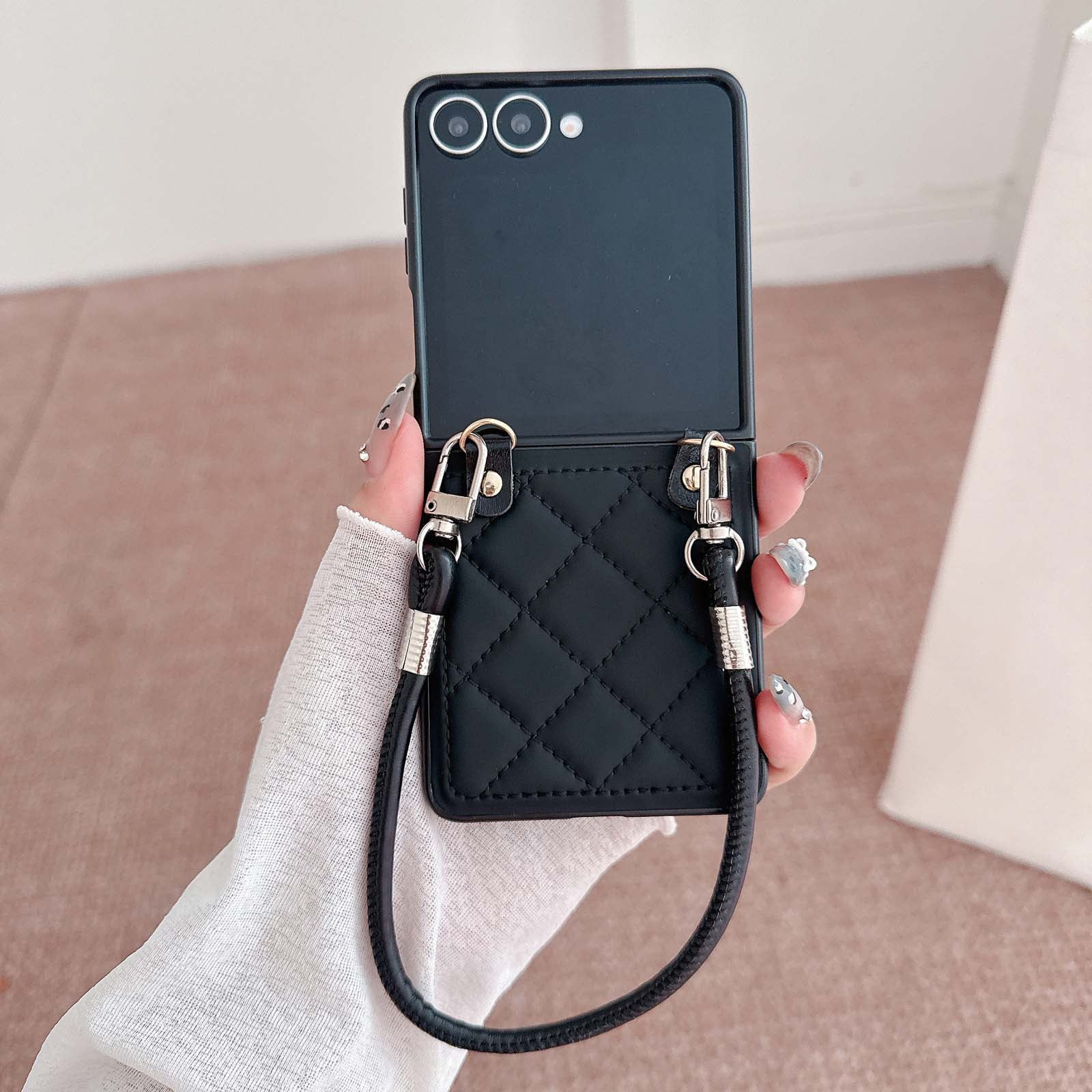 Designed For Samsung Galaxy Z Flip 5 Phone Case,Quilting PU Leather ...