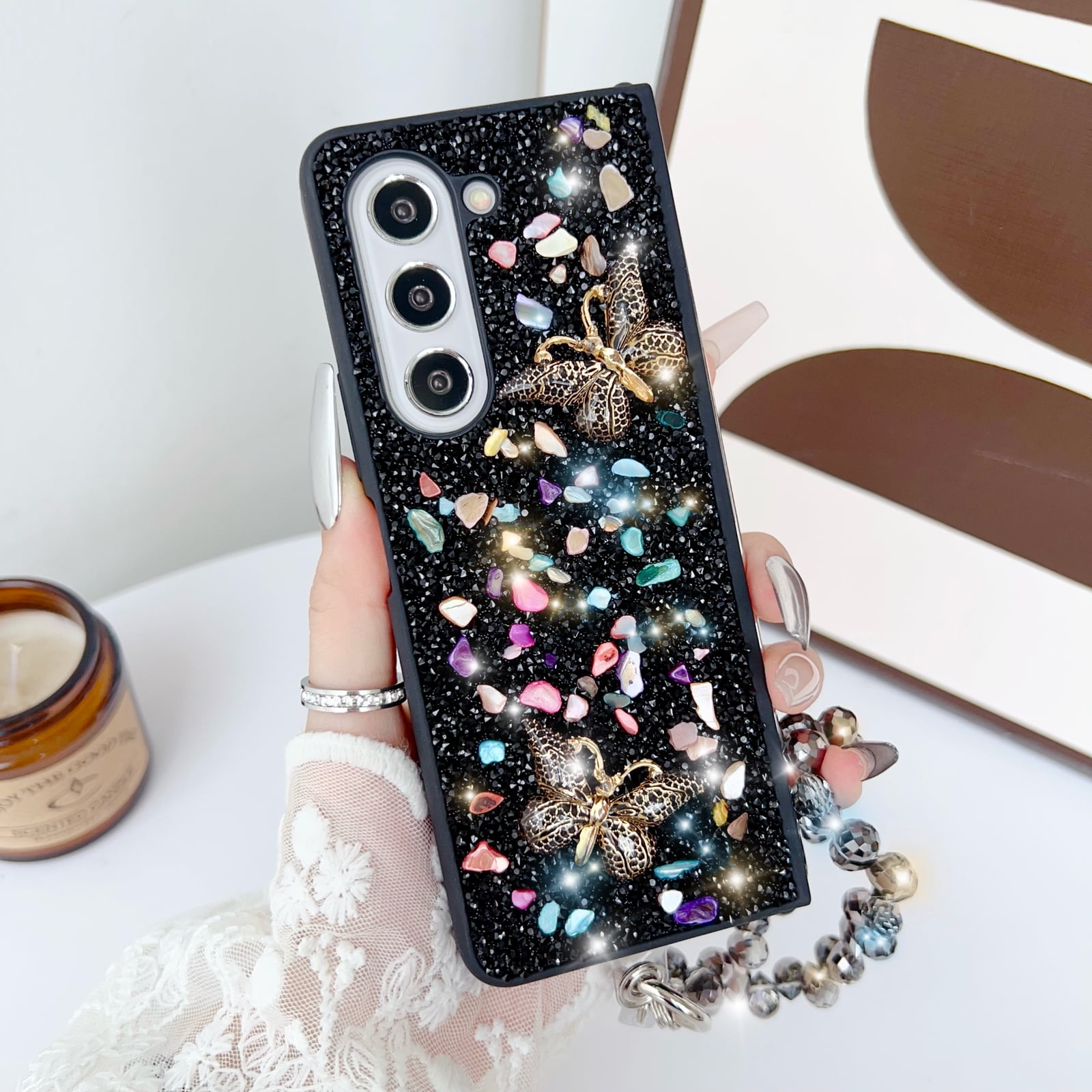 Designed for Samsung Galaxy Z Fold 3 Case Cute for Women Girls, Luxury ...