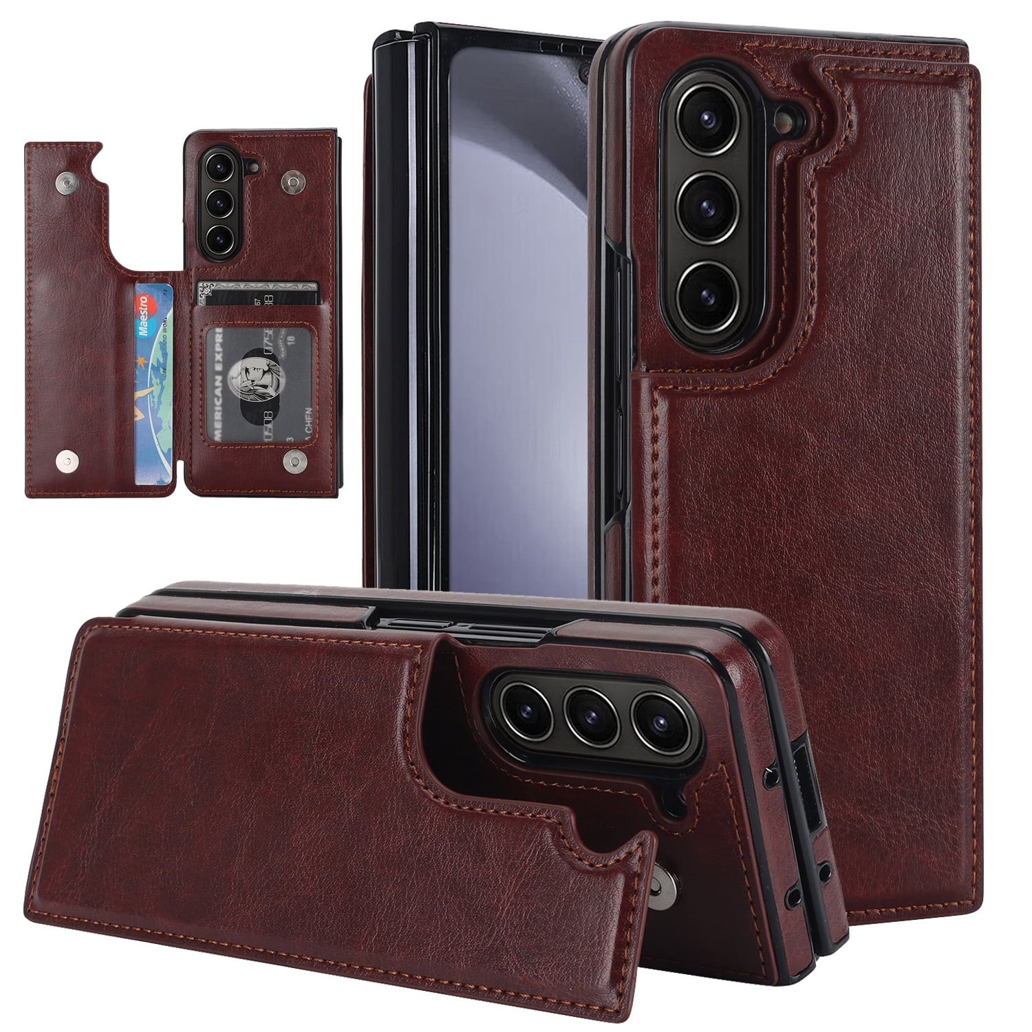 Designed for Samsung Galaxy Z Fold 5 Case, PU Leather Wallet Flip Case ...