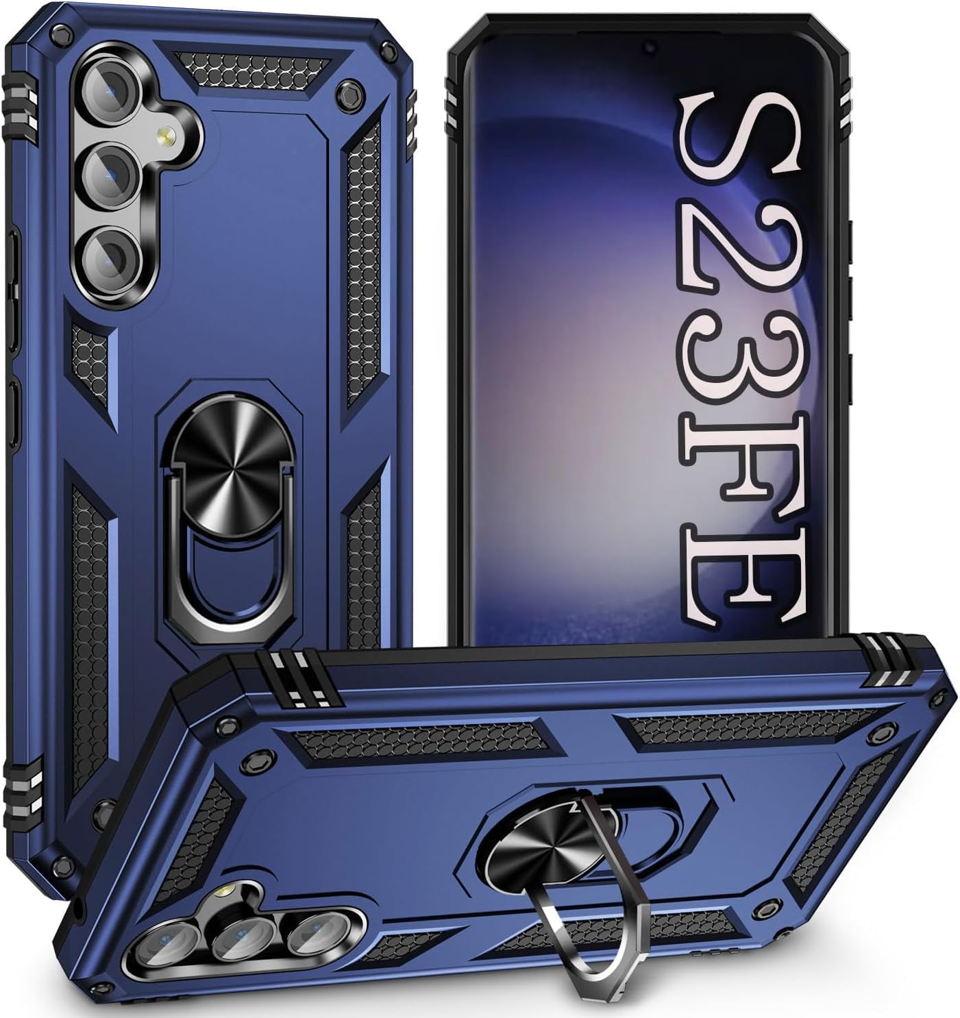 Designed for 23 FE Case Blue Case Galaxy S23 FE,with Kickstand Heavy ...