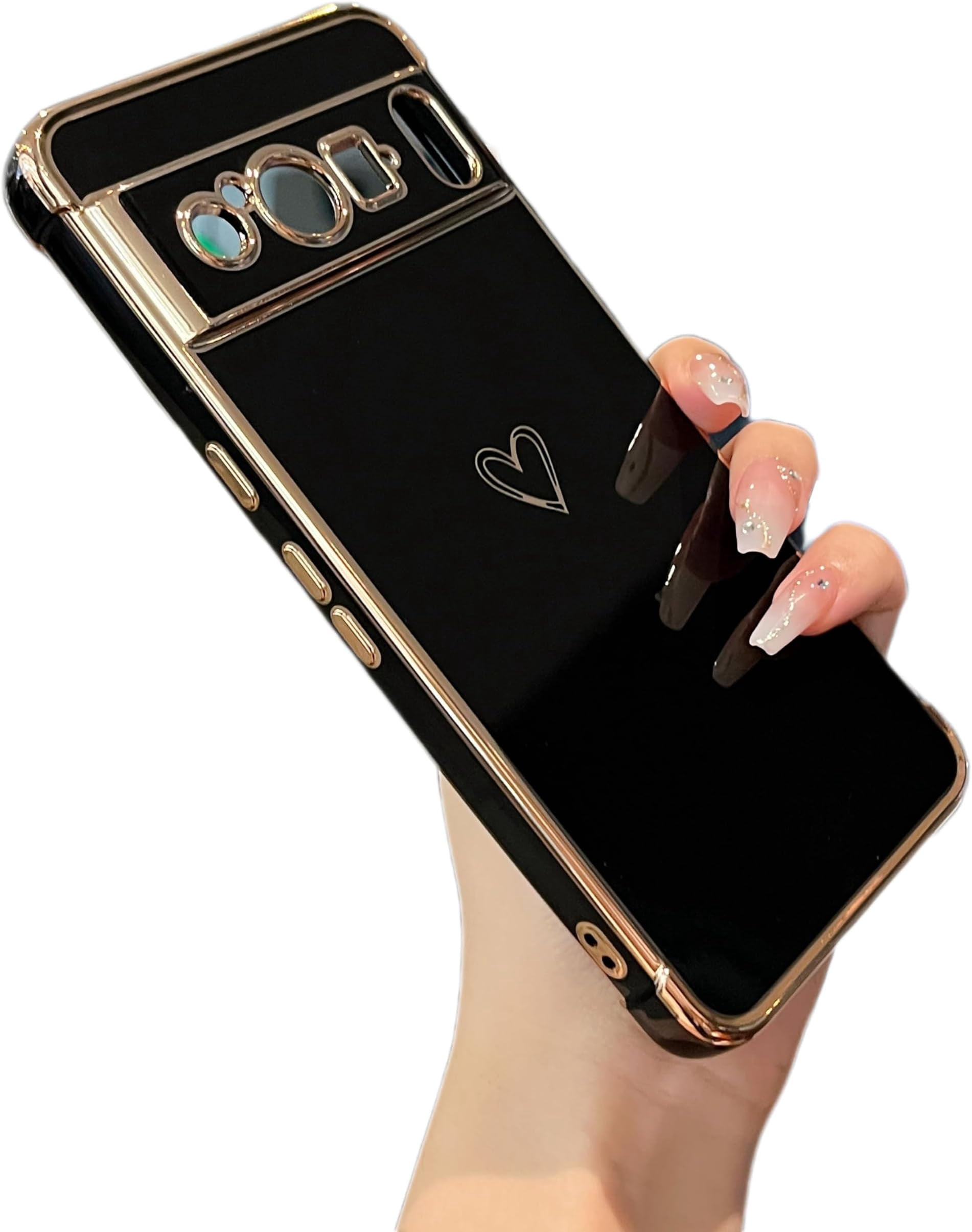 Designed for Google Pixel 8 Pro 6.7 inch Case, Cute Plating Edge Love ...